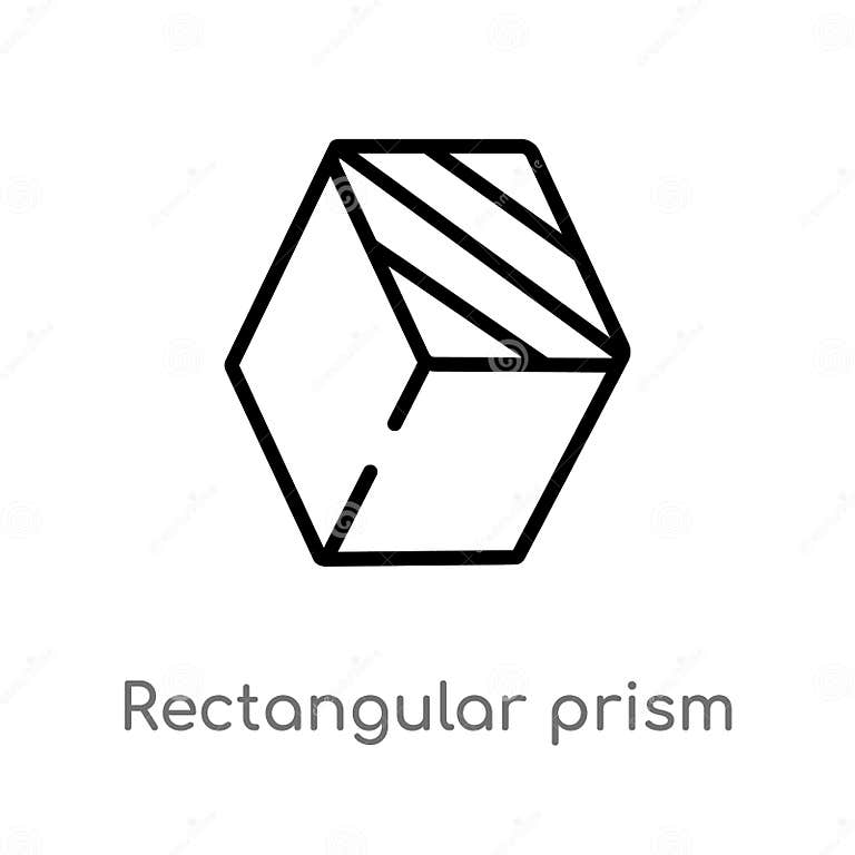 Outline Rectangular Prism Vector Icon. Isolated Black Simple Line ...