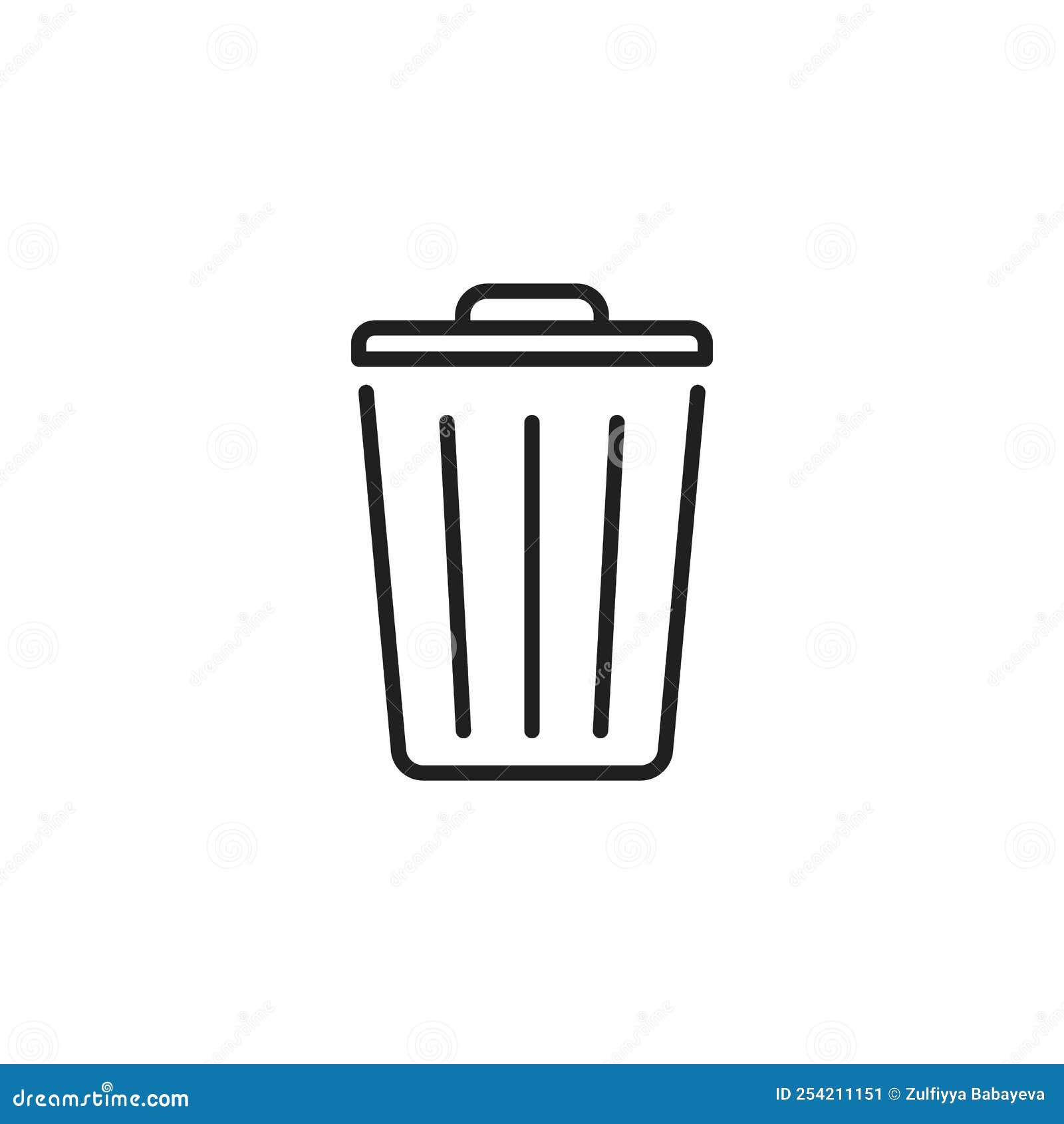 Outline Recycle Bin Trash Bin on White Background. Stock Illustration ...