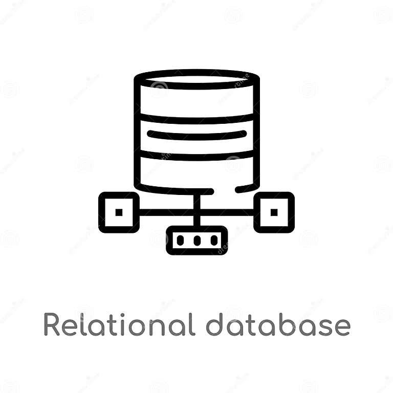 Outline Relational Database Management System Vector Icon. Isolated ...