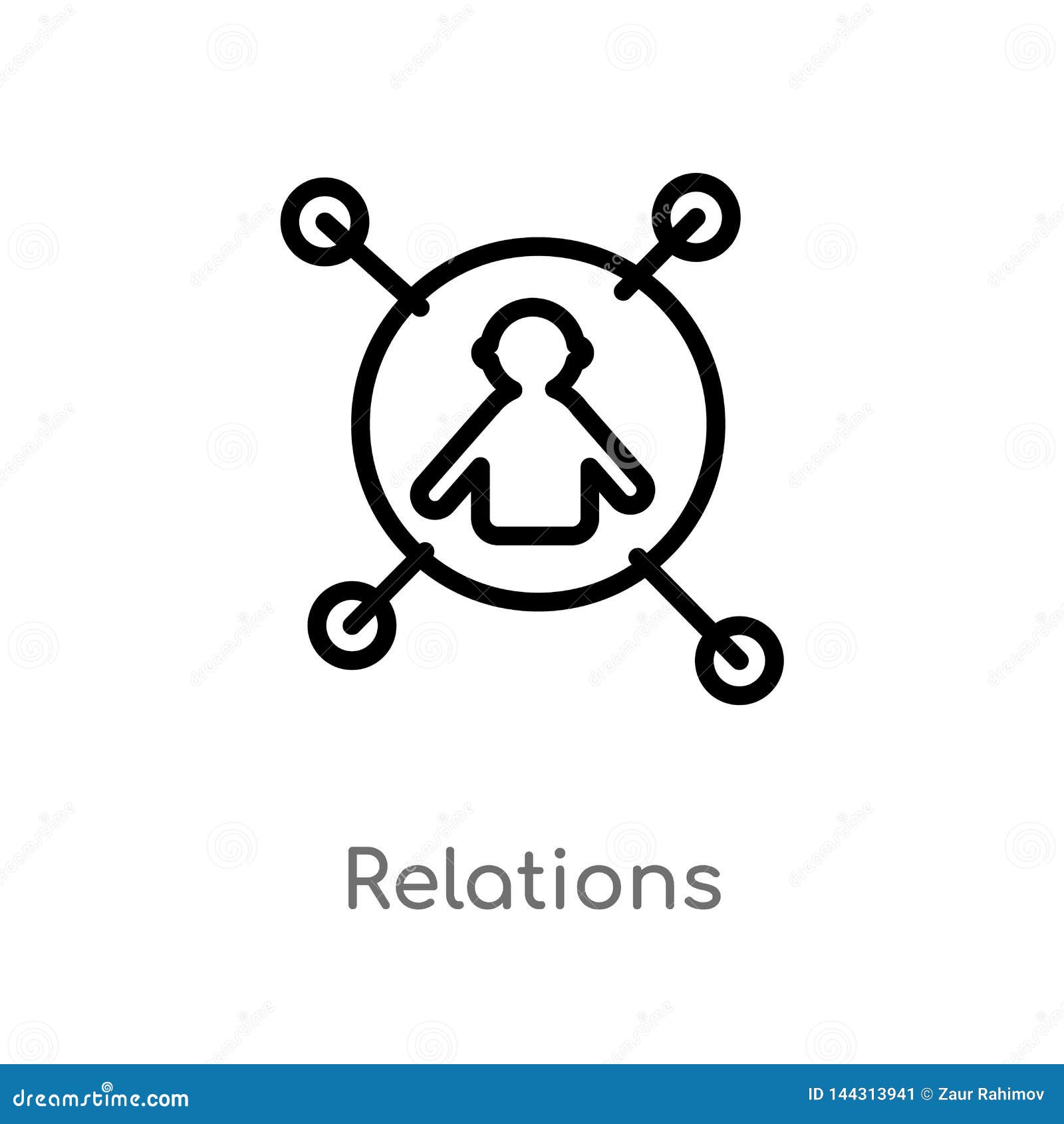 Outline Relations Vector Icon Isolated Black Simple Line Element