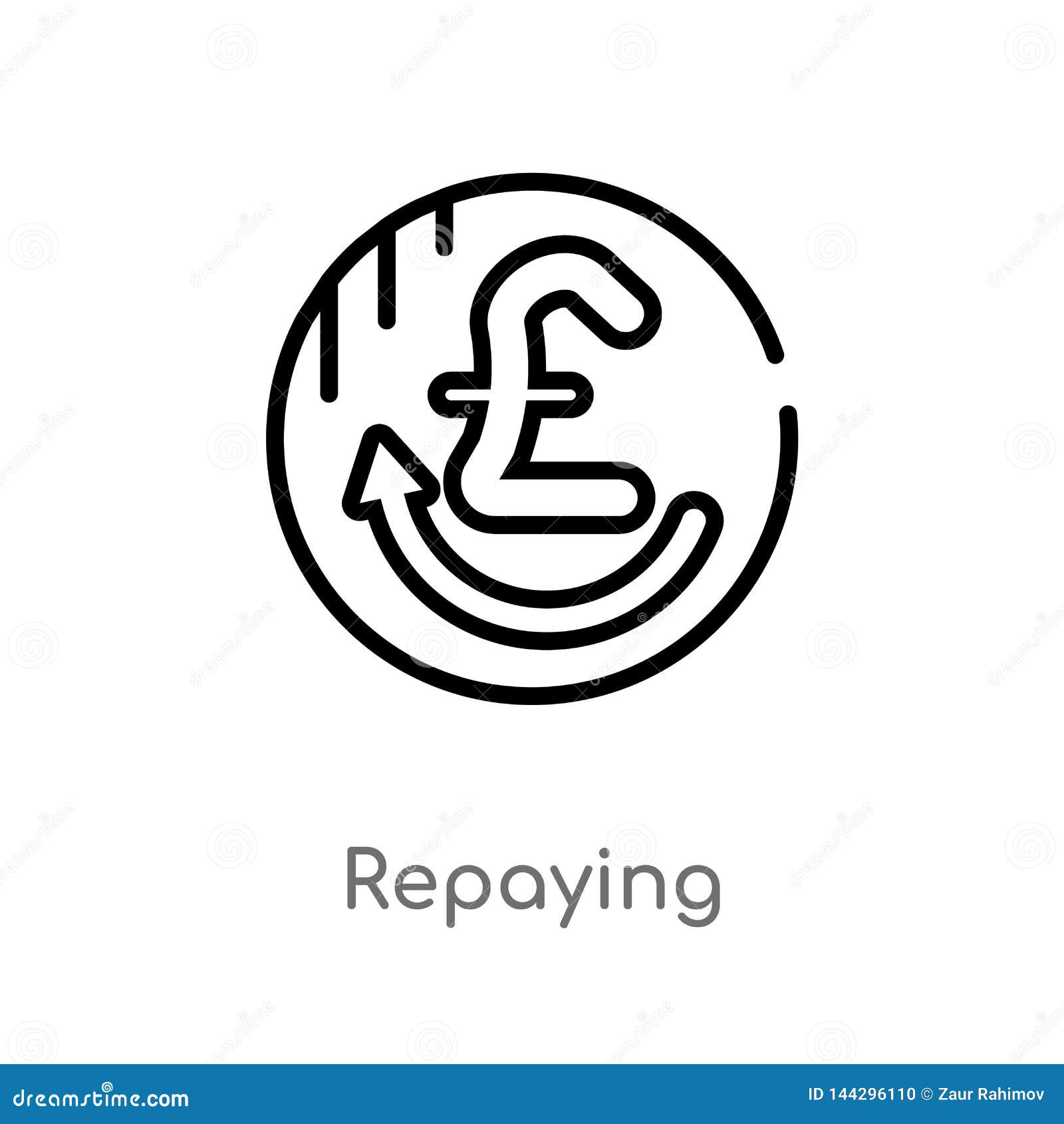 Outline Repaying Vector Icon. Isolated Black Simple Line Element ...