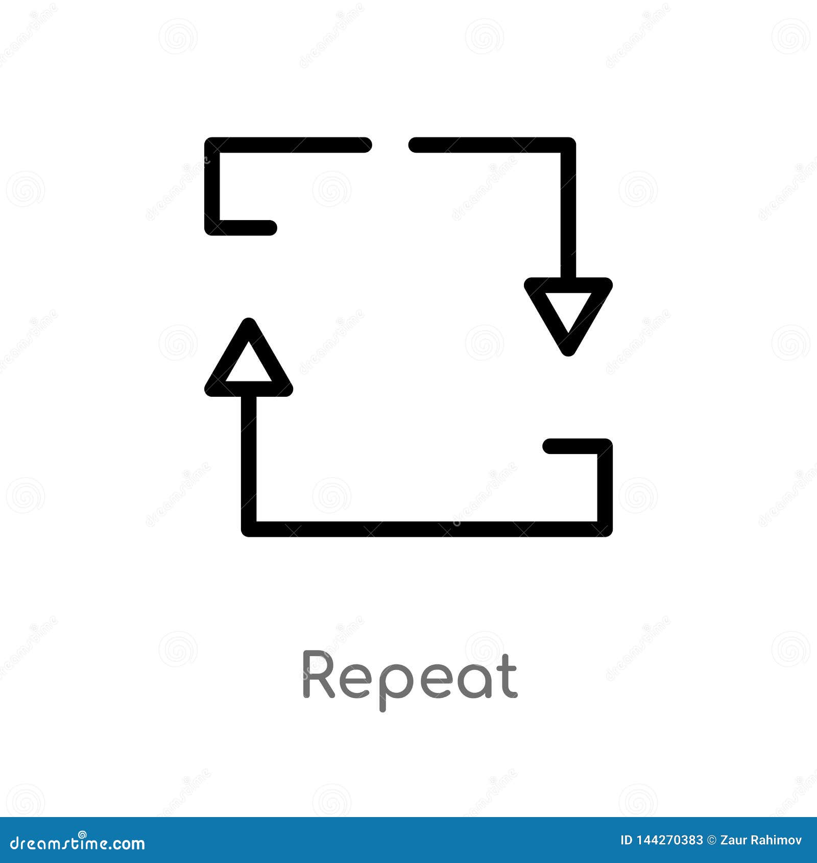 Outline Repeat Vector Icon. Isolated Black Simple Line Element ...