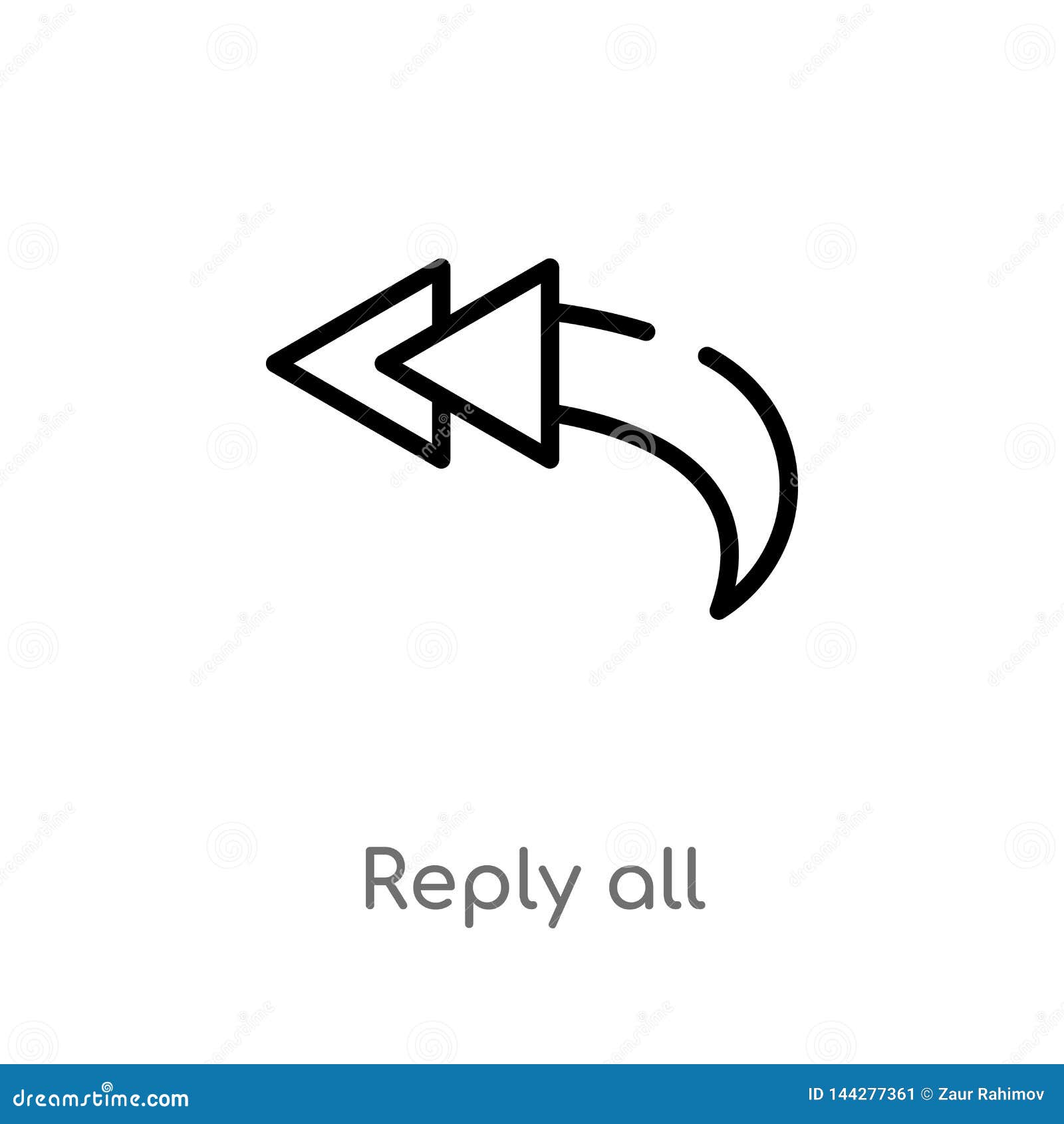 Outline Reply All Vector Icon. Isolated Black Simple Line Element ...
