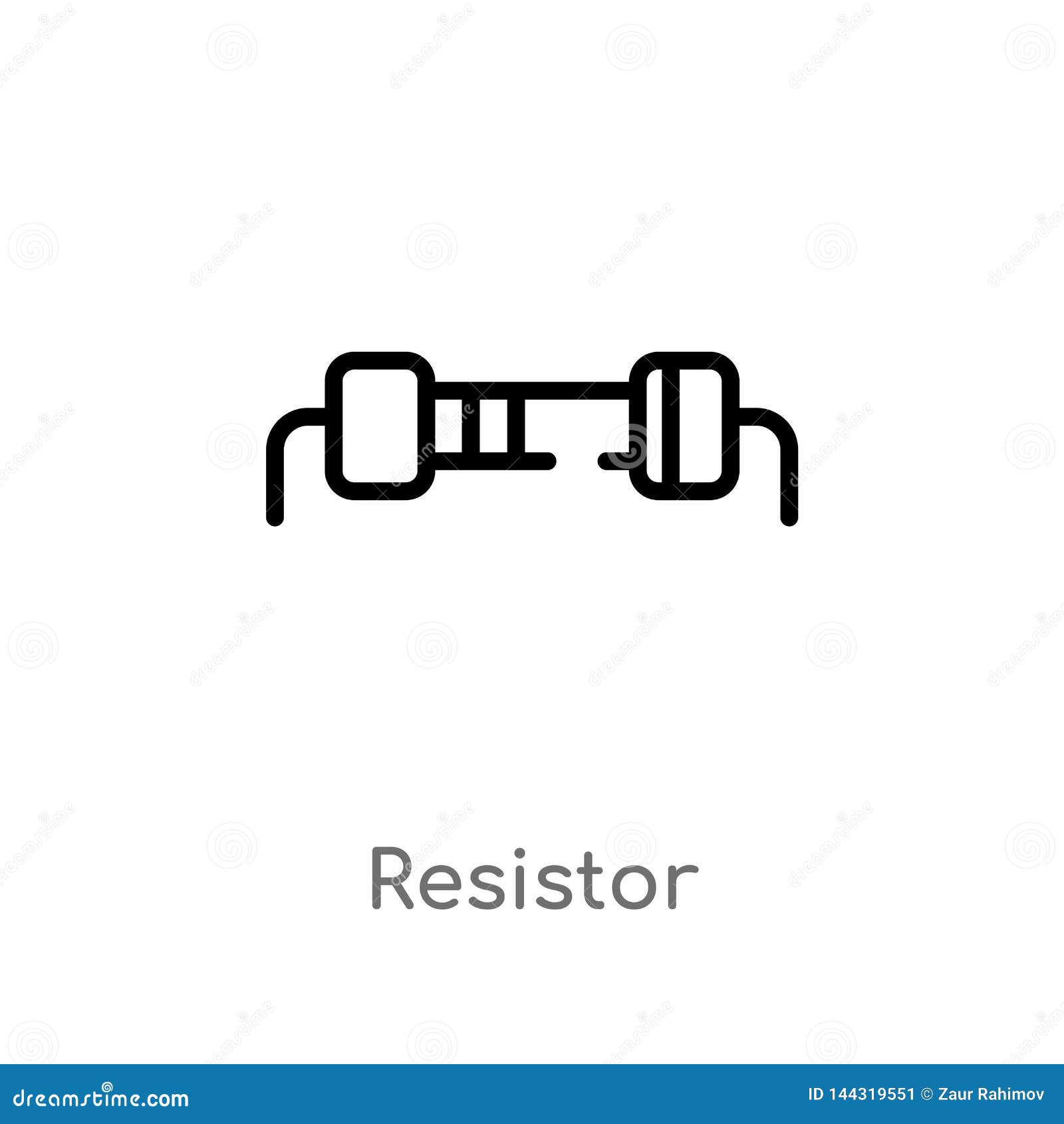 Resistor Vector Icon Isolated On White Background. Outline, Thin Line ...