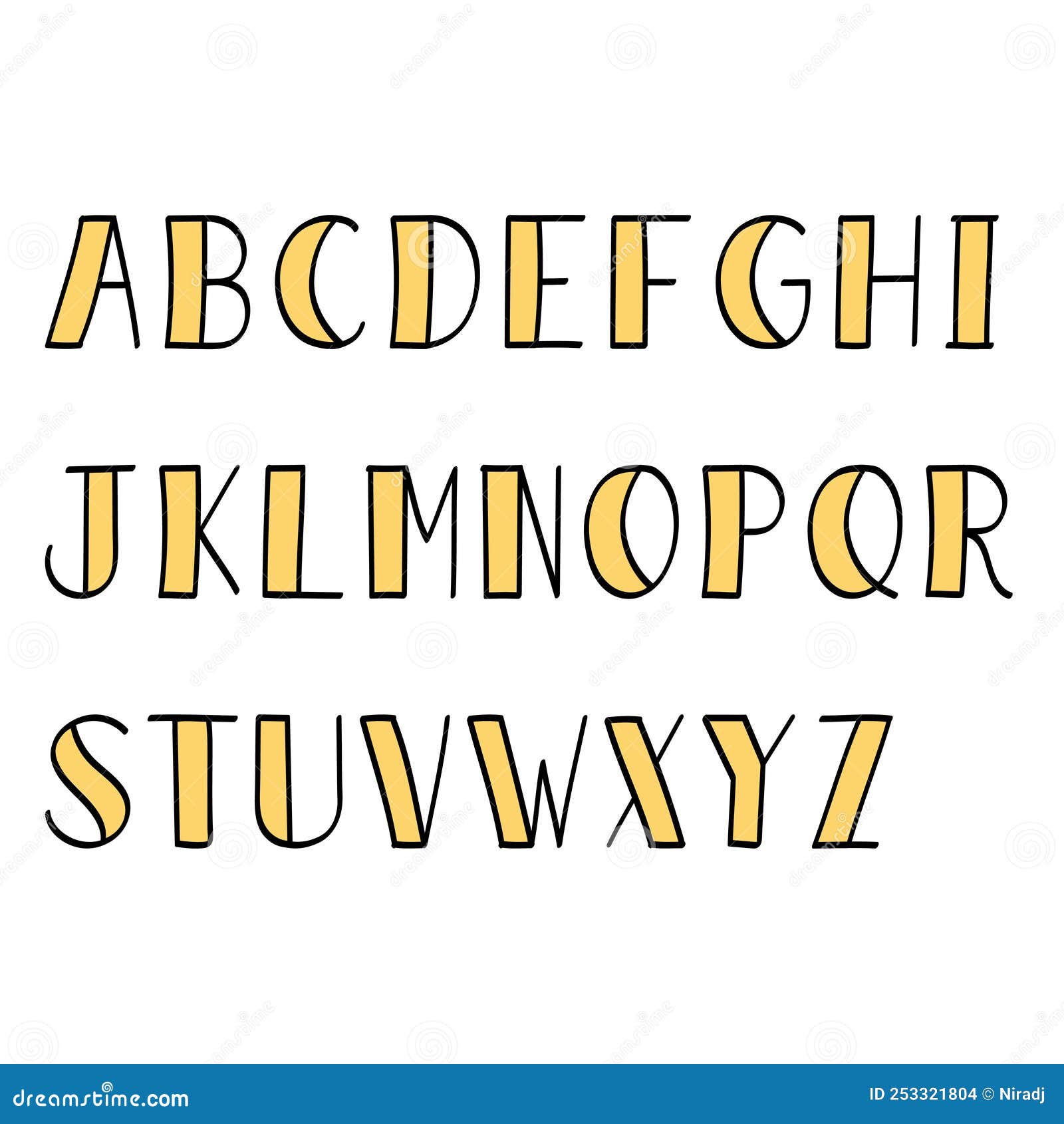 Outline Retro Font - Hand Drawn Stock Vector - Illustration of phrase ...