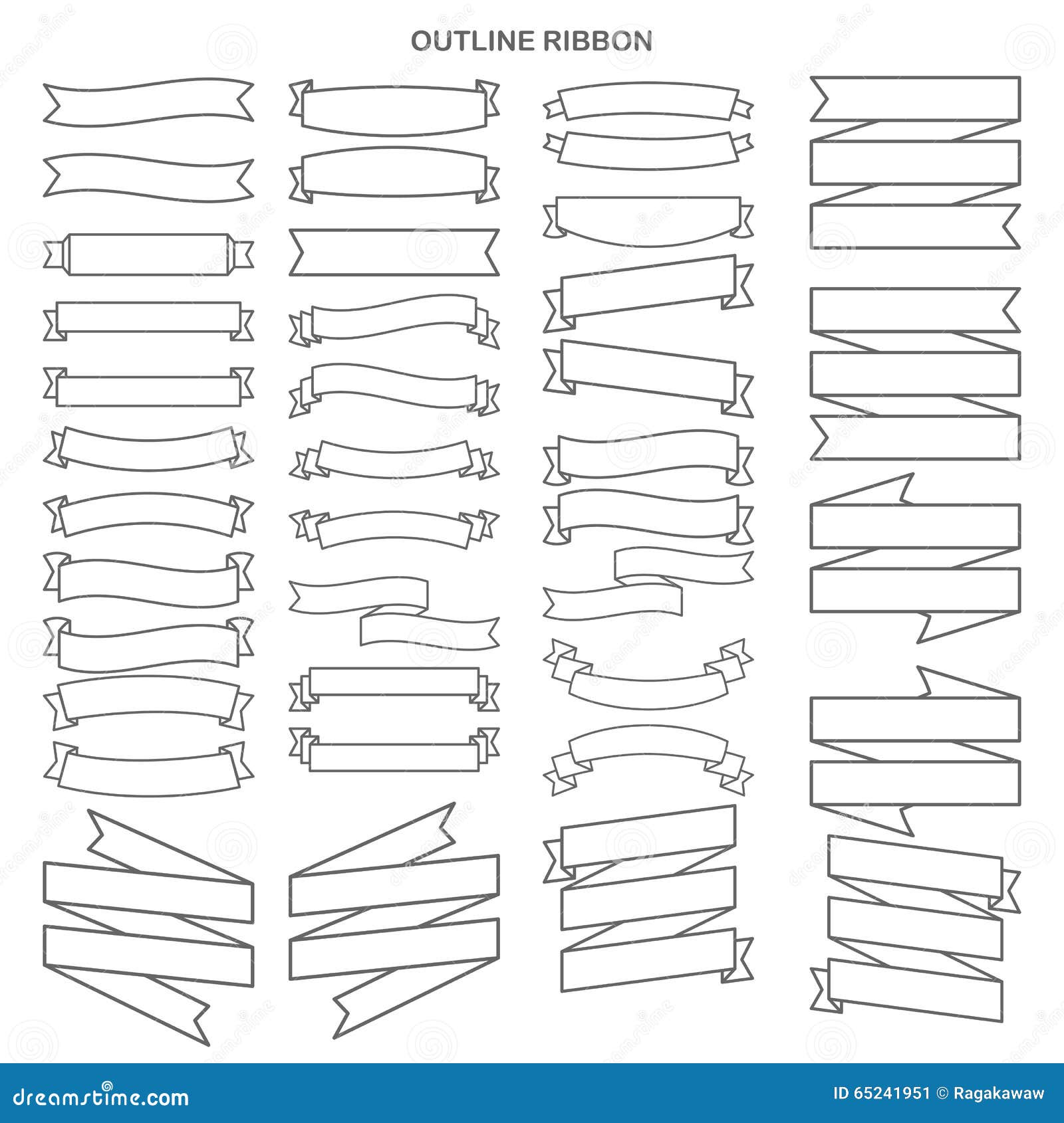 Outline Ribbon Set Collection Stock Vector - Illustration of decorative ...