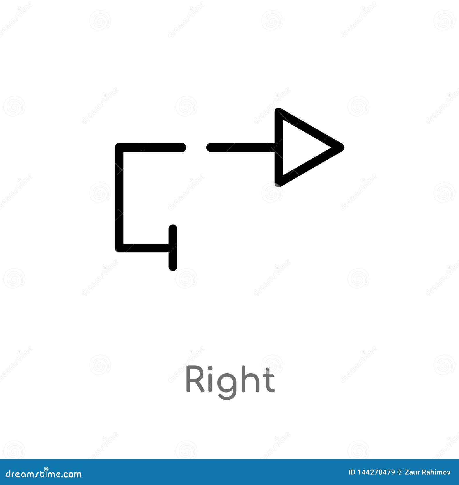 Outline Right Vector Icon Isolated Black Simple Line Element