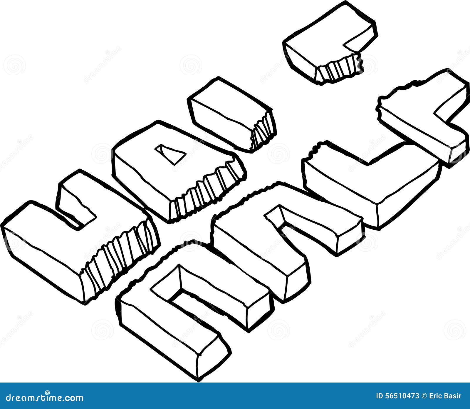 Outline of Ripped Half Word Stock Illustration - Illustration of white ...