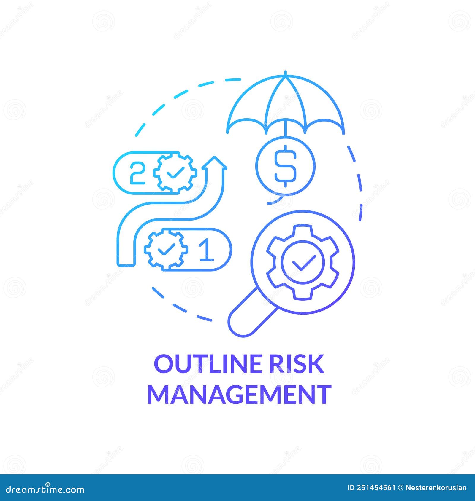 Outline Risk Management Blue Gradient Concept Icon Stock Vector ...