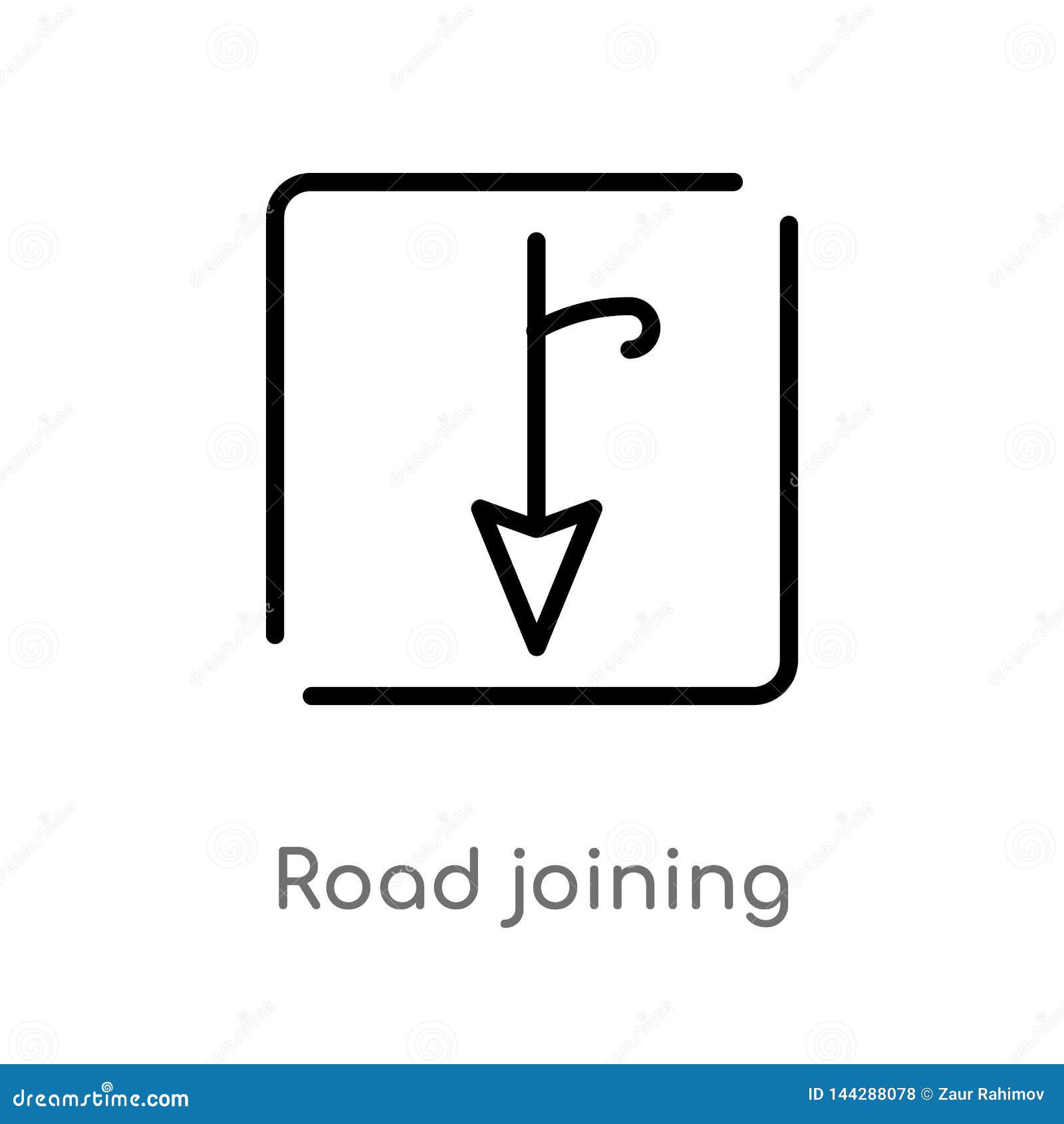 Outline Road Joining Vector Icon. Isolated Black Simple Line Element ...