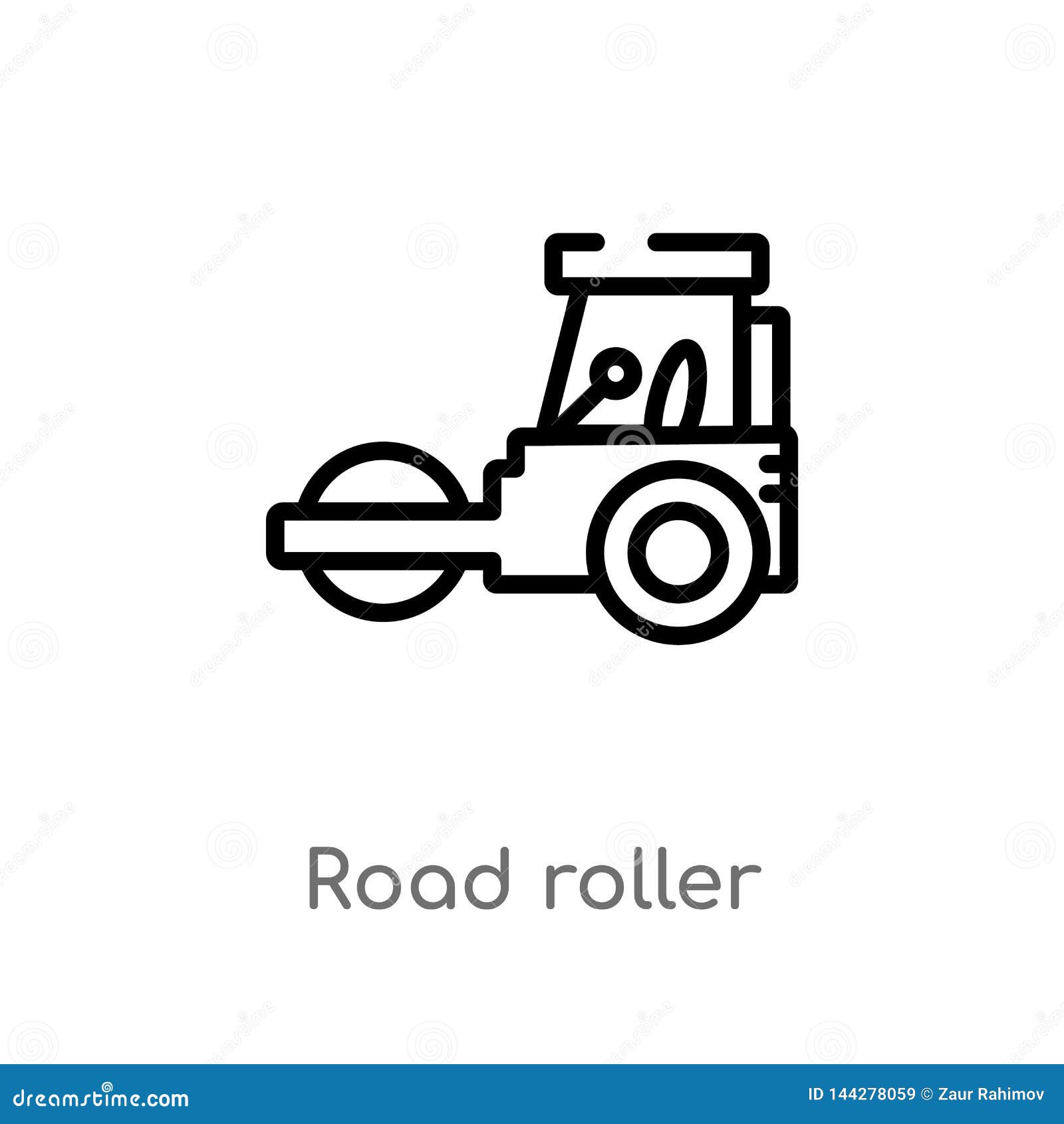 Outline Road Roller Vector Icon. Isolated Black Simple Line Element ...