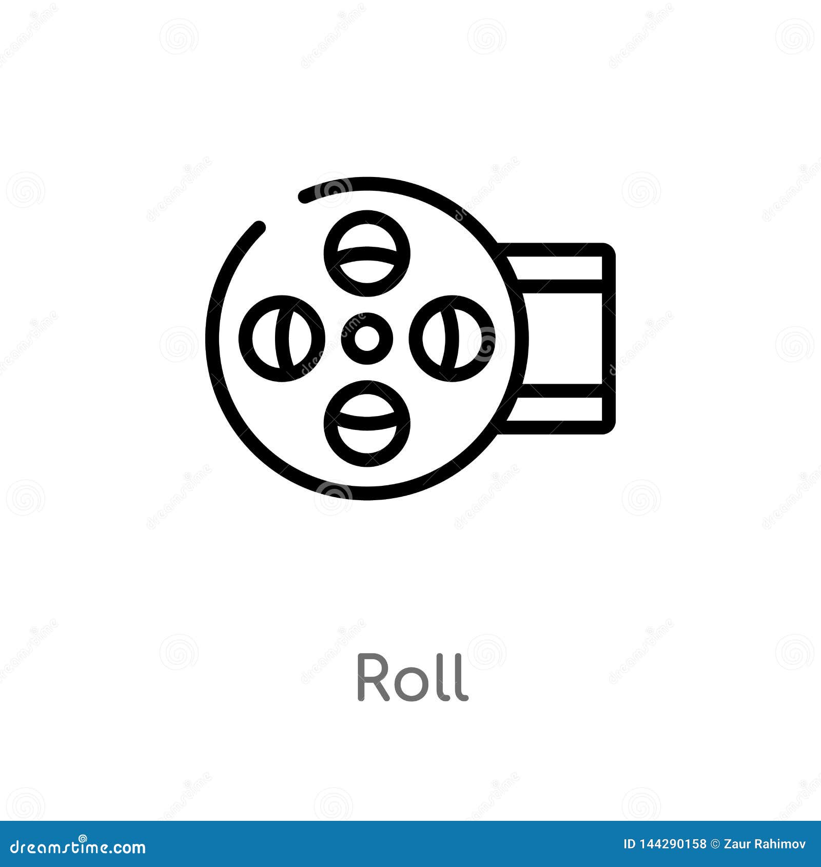 Outline Roll Vector Icon. Isolated Black Simple Line Element ...