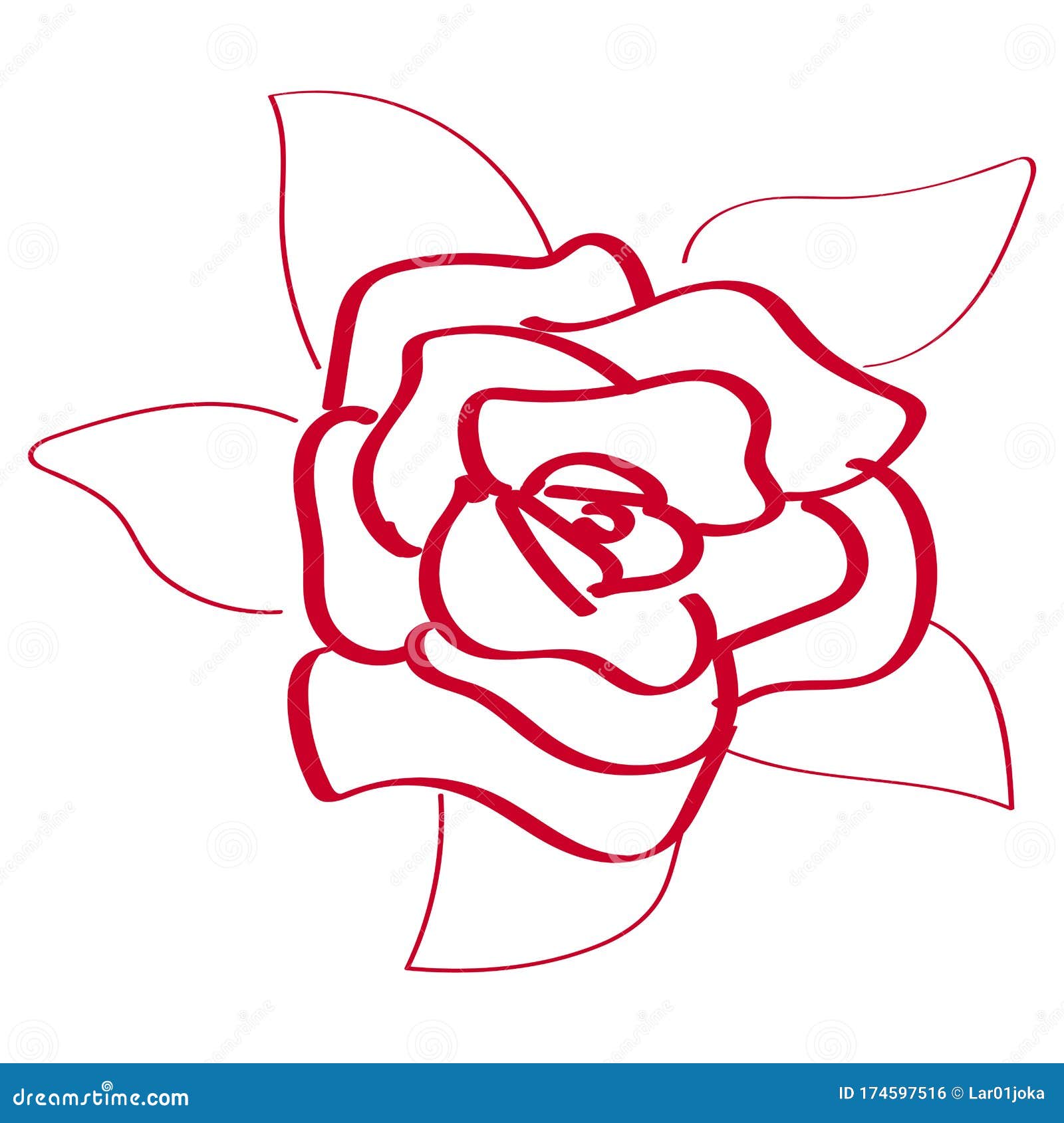 Outline of a rose stock vector. Illustration of white - 174597516
