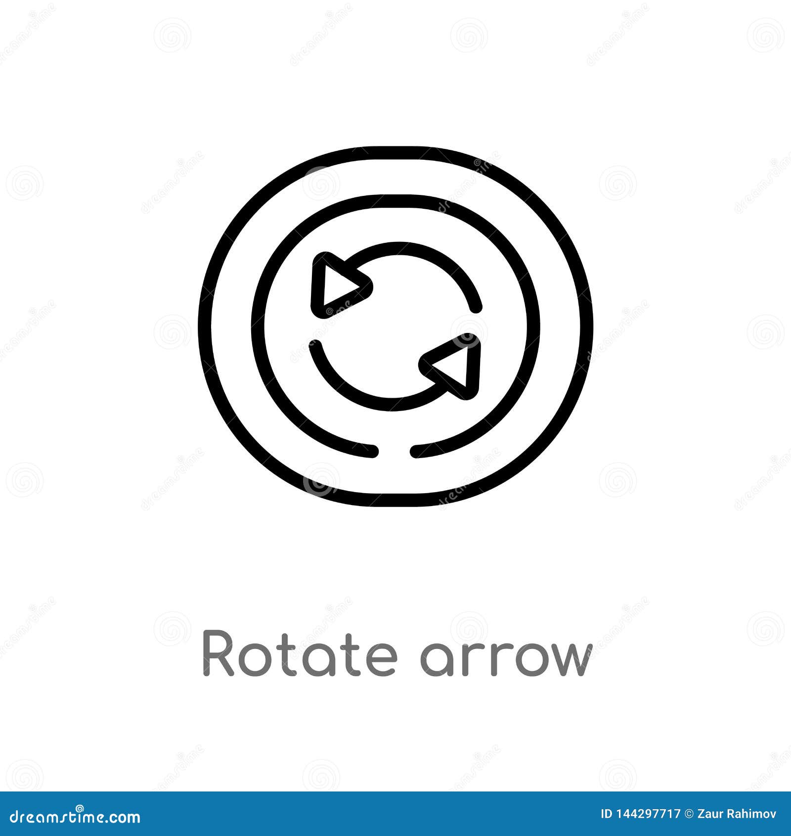 Outline Rotate Arrow Vector Icon. Isolated Black Simple Line Element ...
