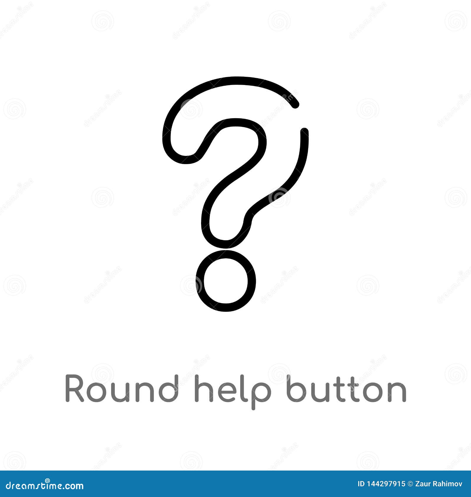 Outline Round Help Button Vector Icon. Isolated Black Simple Line ...