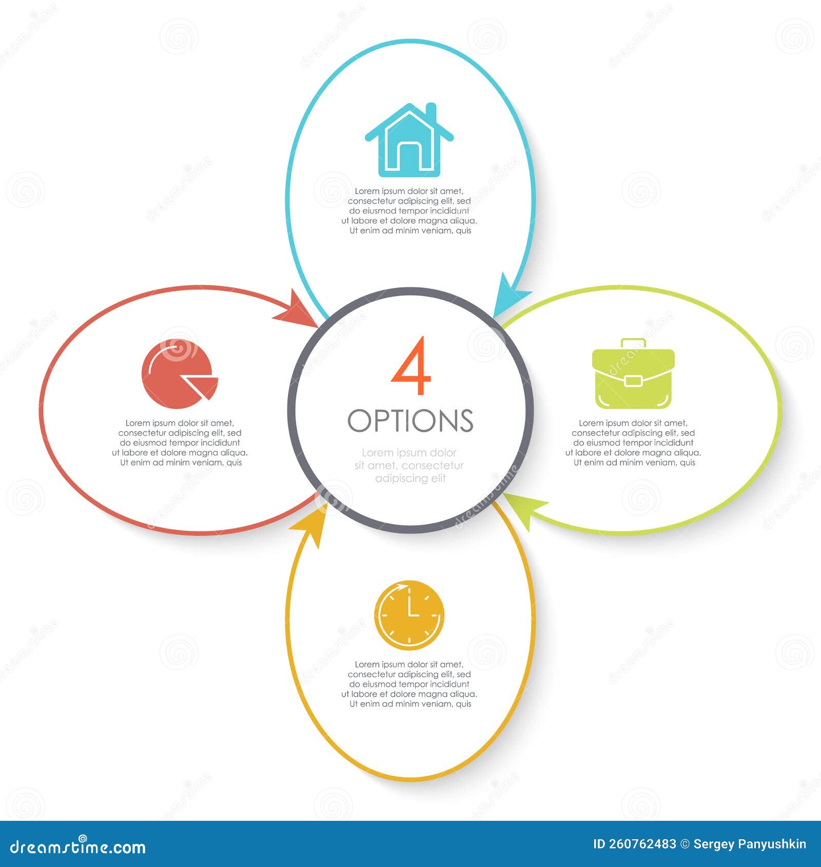 Outline Round Infographic Element. Circle Template 4 Steps with Arrows ... Outline Round Infographic Element. Circle Template 4 Steps with Arrows ...