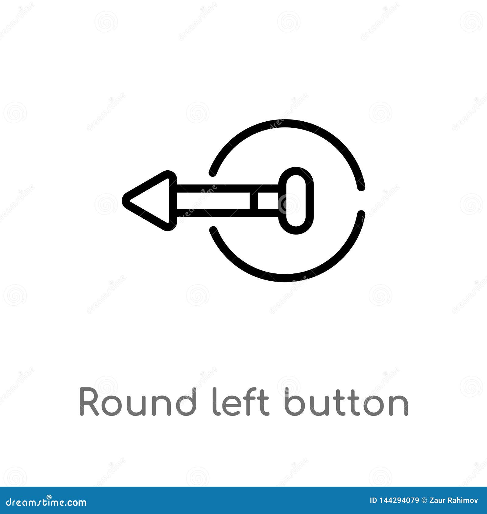 Outline Round Left Button Vector Icon. Isolated Black Simple Line ...