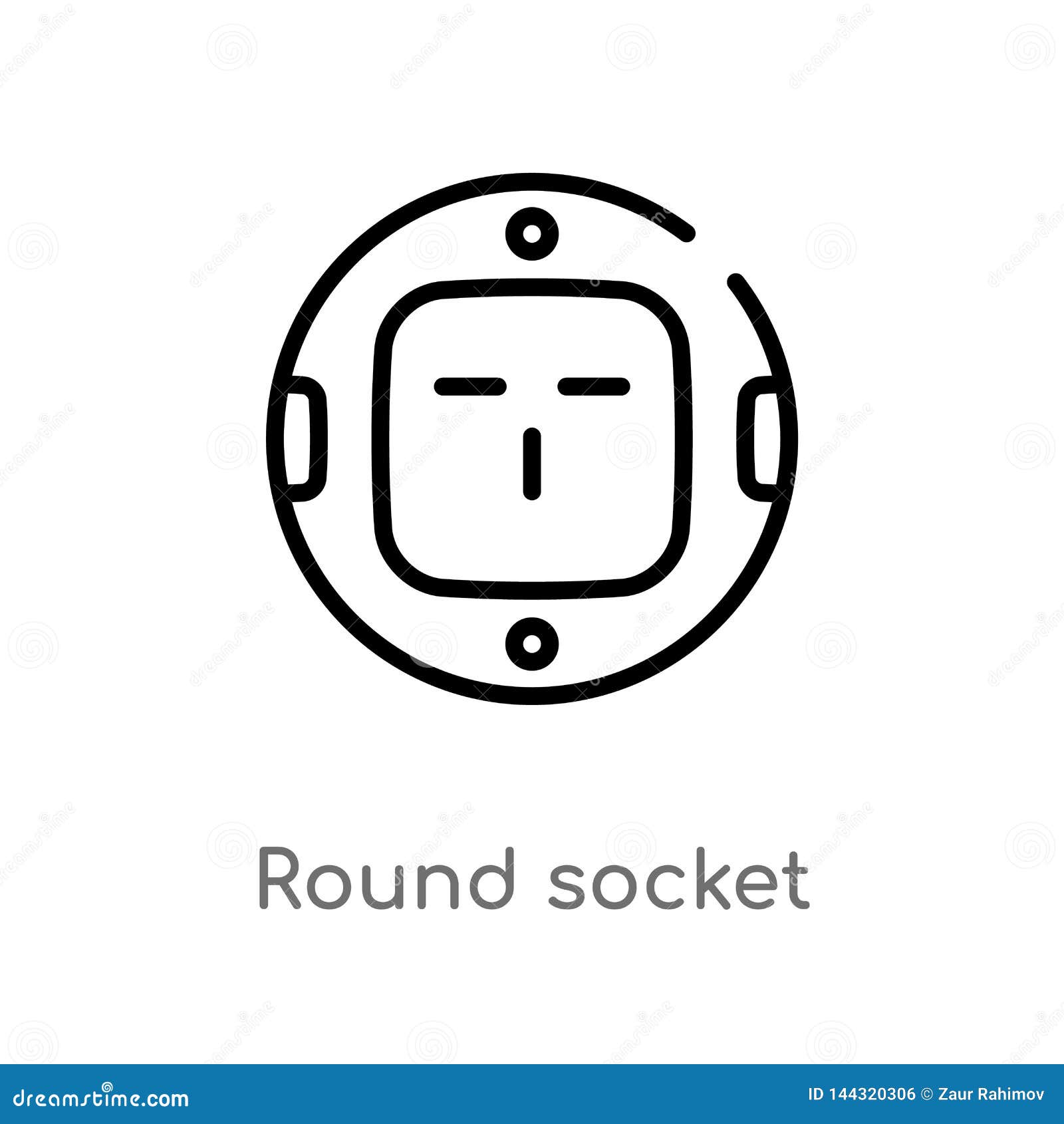 Outline Round Socket Vector Icon. Isolated Black Simple Line Element ...