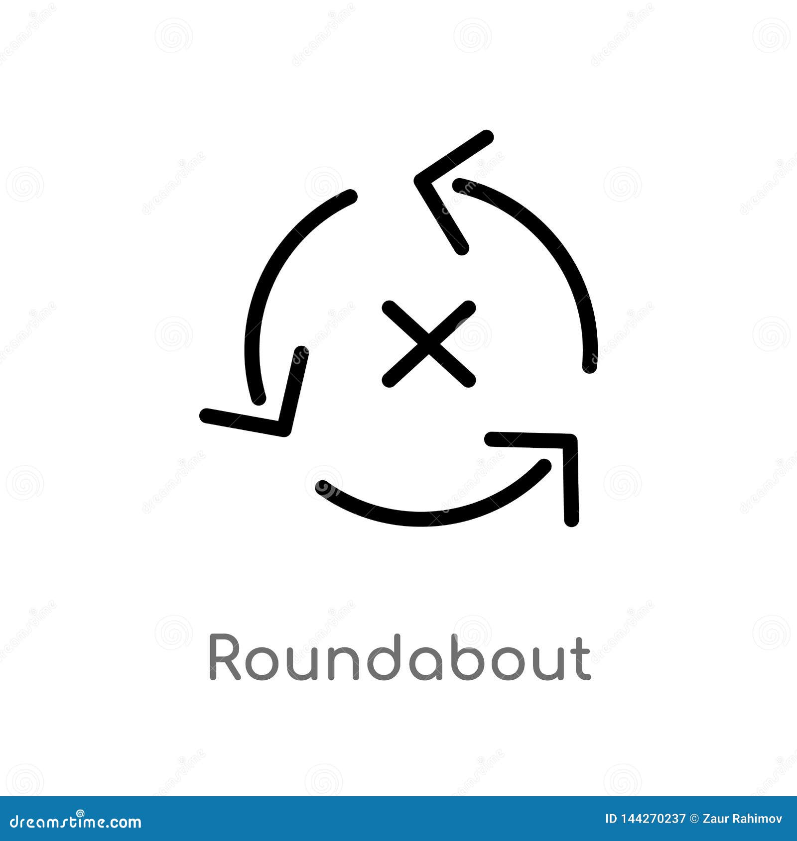 Outline Roundabout Vector Icon. Isolated Black Simple Line Element ...