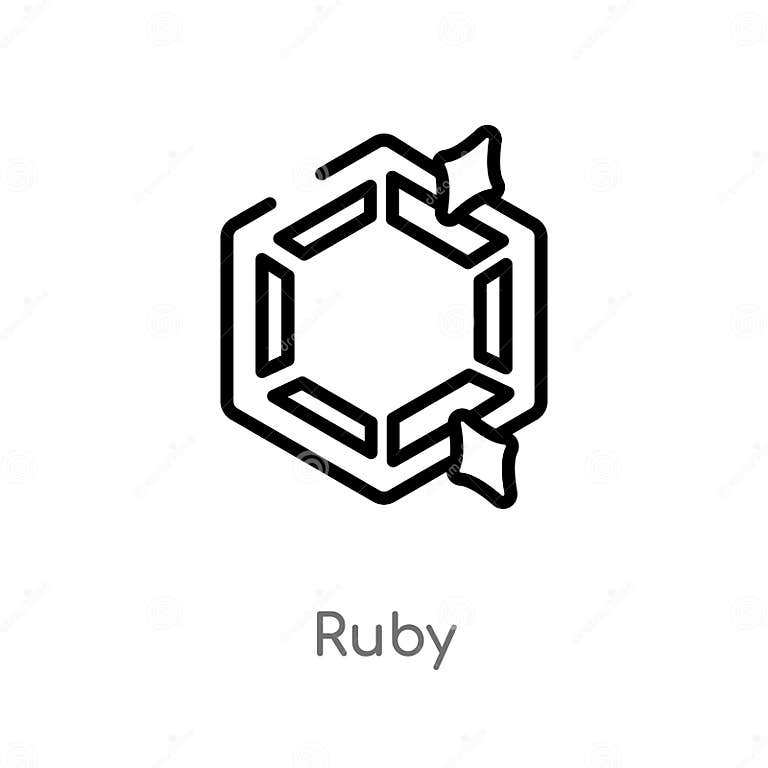 Outline Ruby Vector Icon. Isolated Black Simple Line Element ...