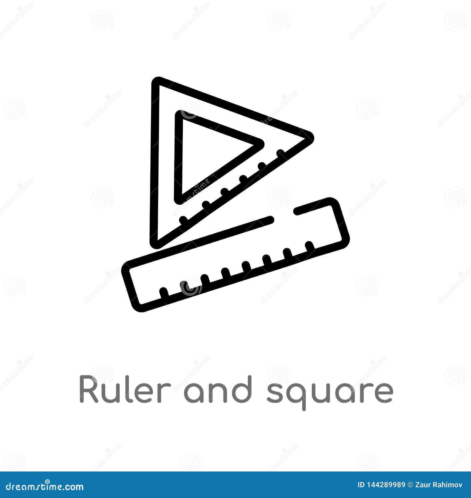 Outline Ruler and Square Measuring Tools Vector Icon. Isolated Black ...