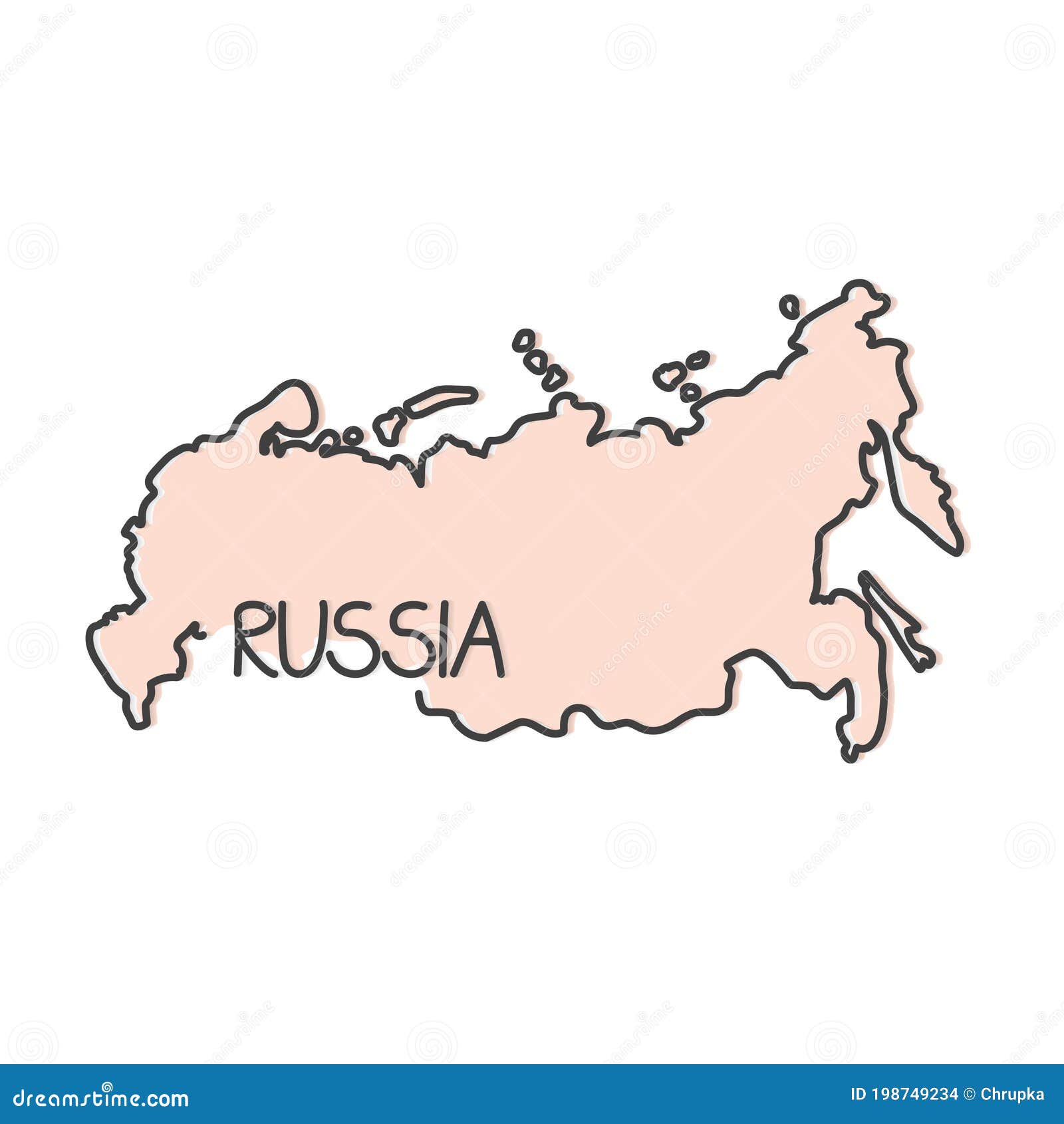 Outline of Russia map stock vector. Illustration of graphic - 198749234
