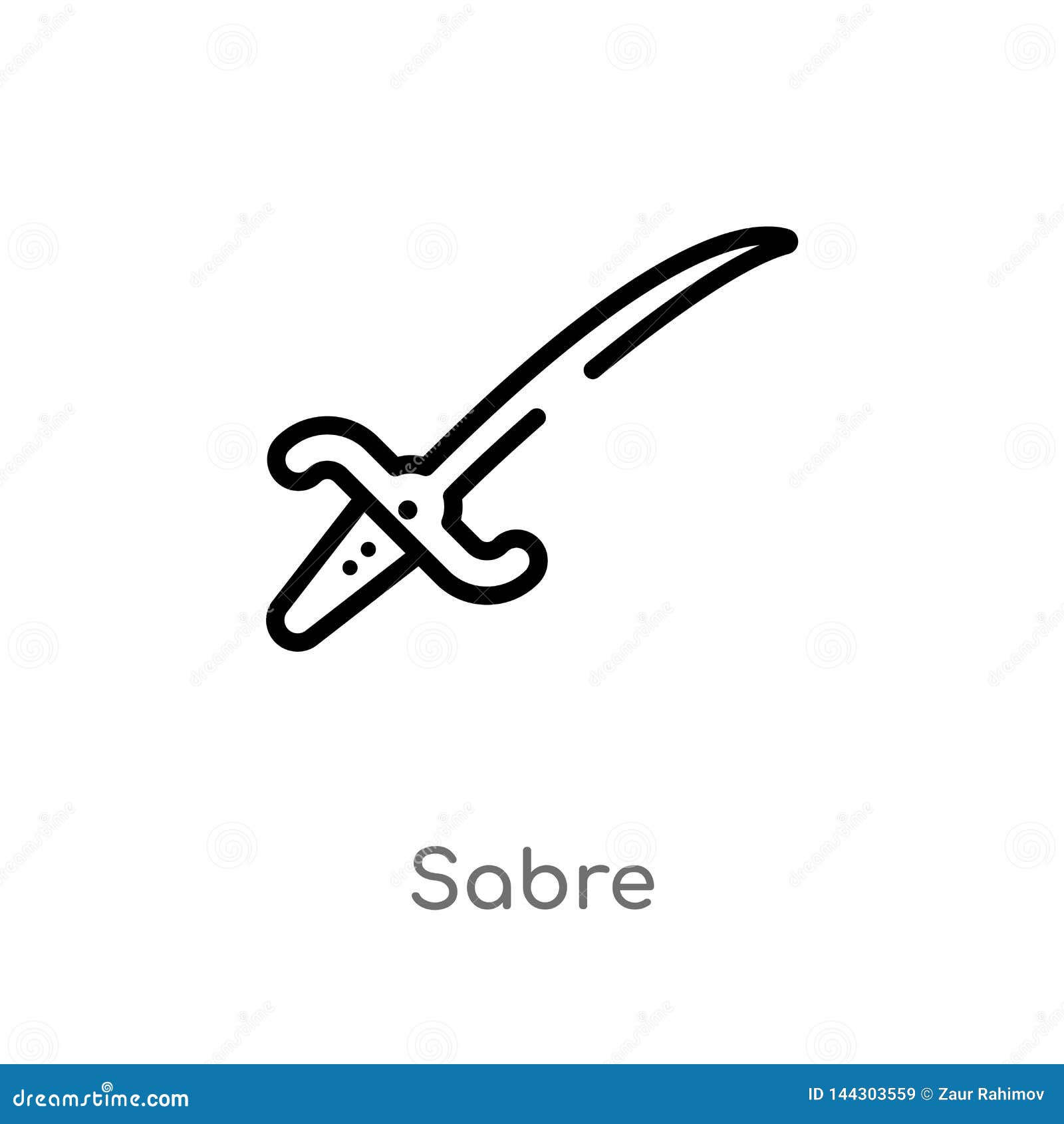 Outline Sabre Vector Icon. Isolated Black Simple Line Element ...
