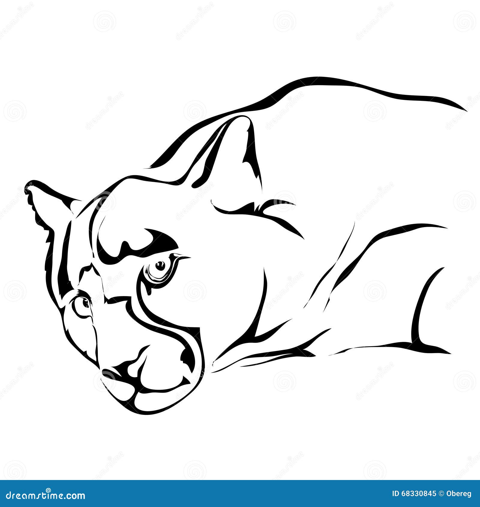 Outline Sad Jaguar or Puma Vector Stock Vector - Illustration of vector ...