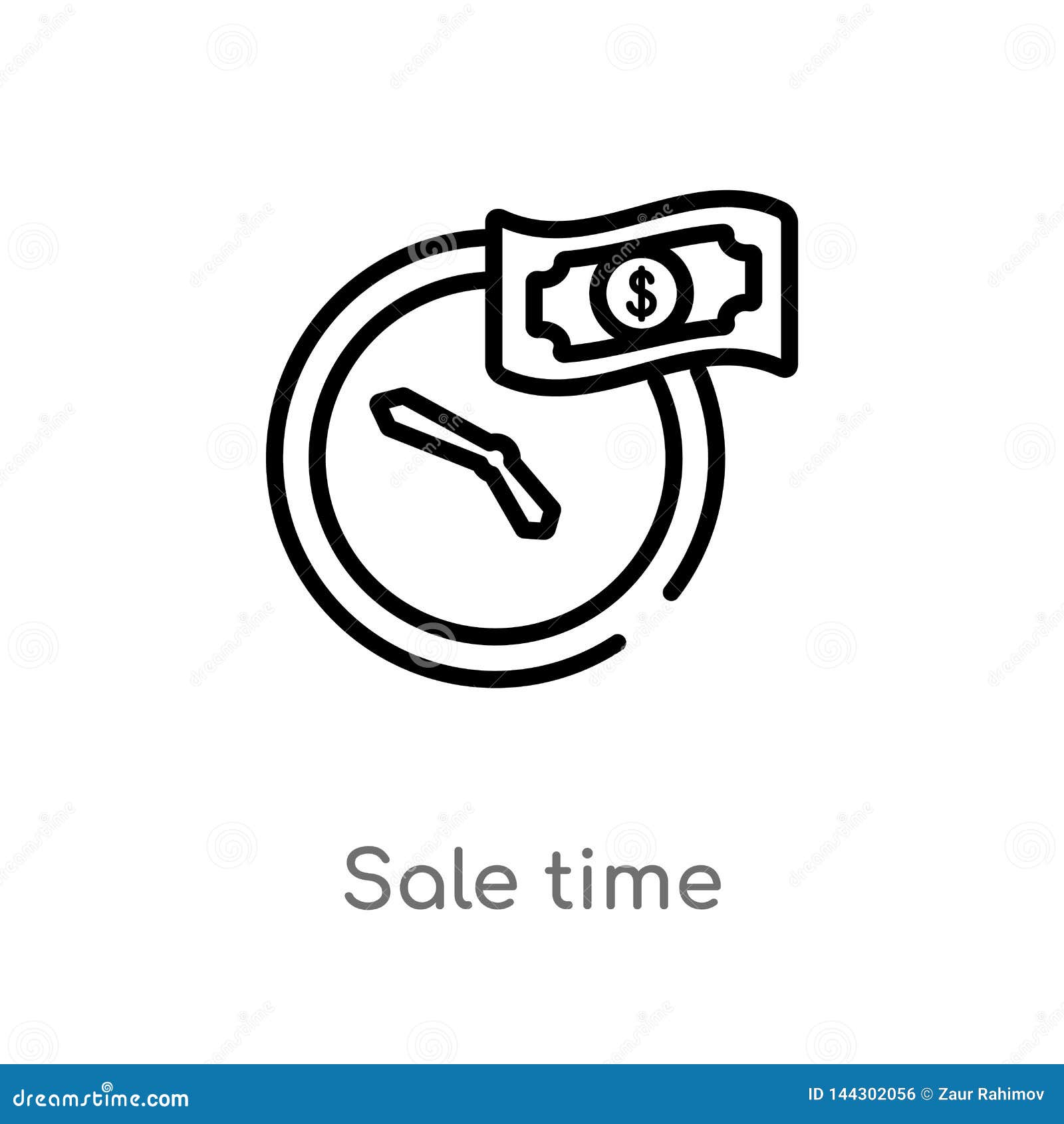 Outline Sale Time Vector Icon. Isolated Black Simple Line Element ...