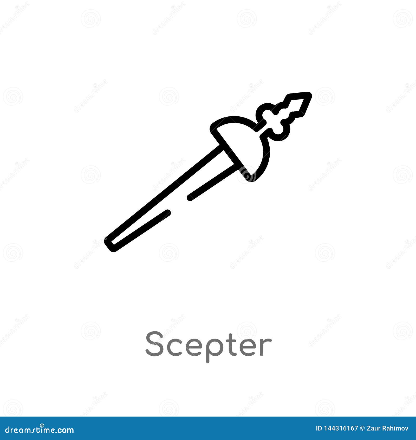 Outline Scepter Vector Icon. Isolated Black Simple Line Element ...