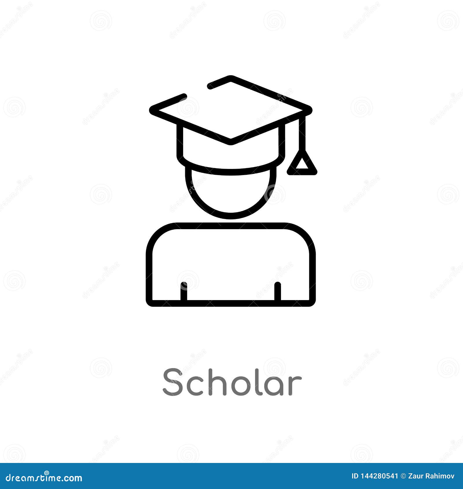 Outline Scholar Vector Icon. Isolated Black Simple Line Element ...
