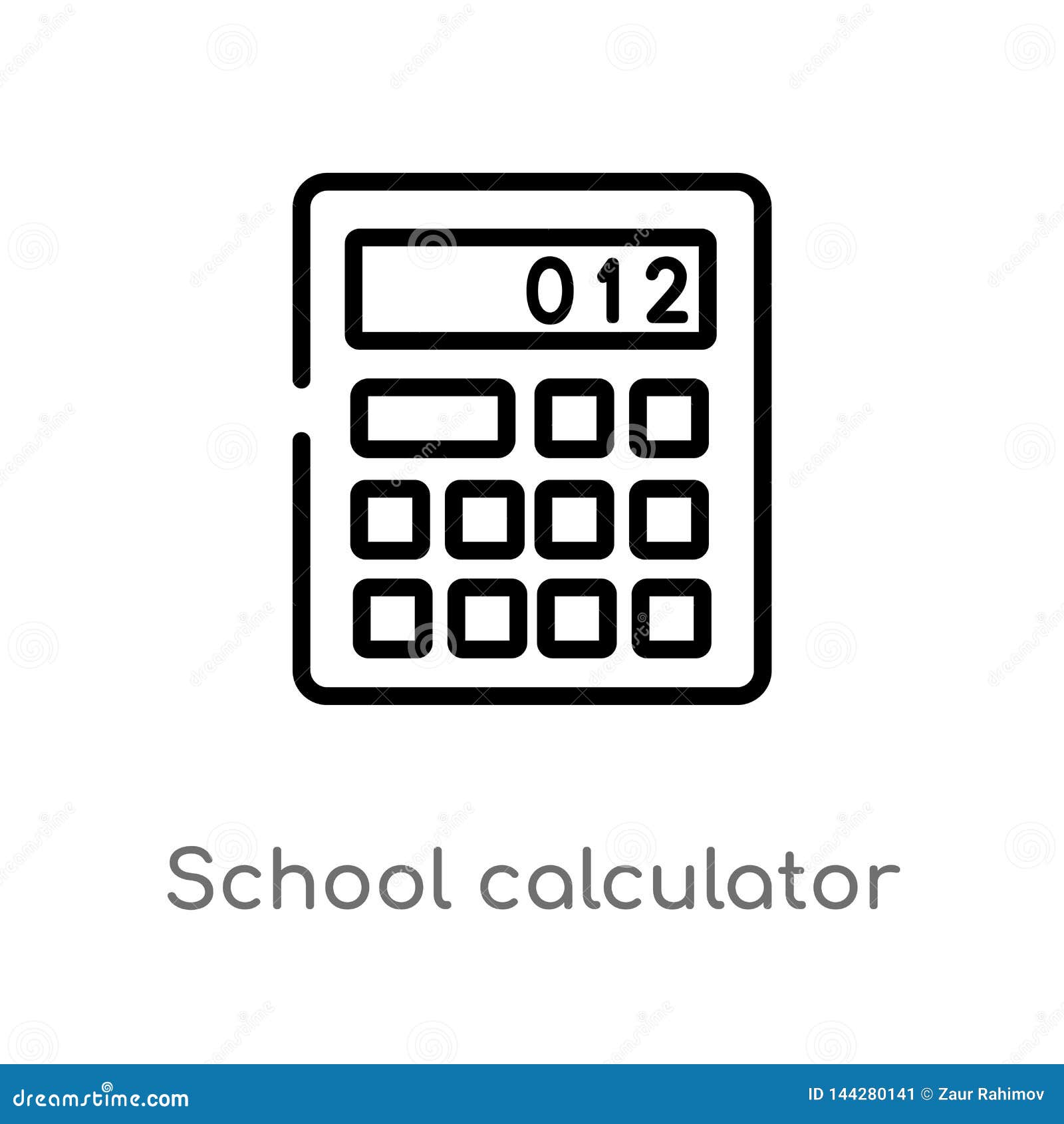 Outline School Calculator Vector Icon. Isolated Black Simple Line ...