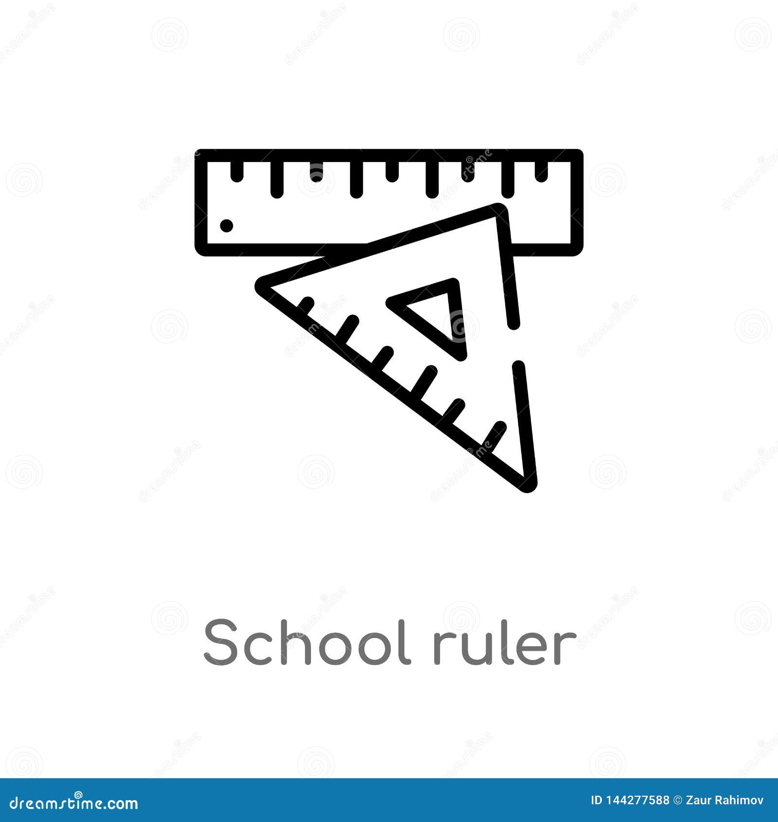 Outline School Ruler Vector Icon. Isolated Black Simple Line Element ...