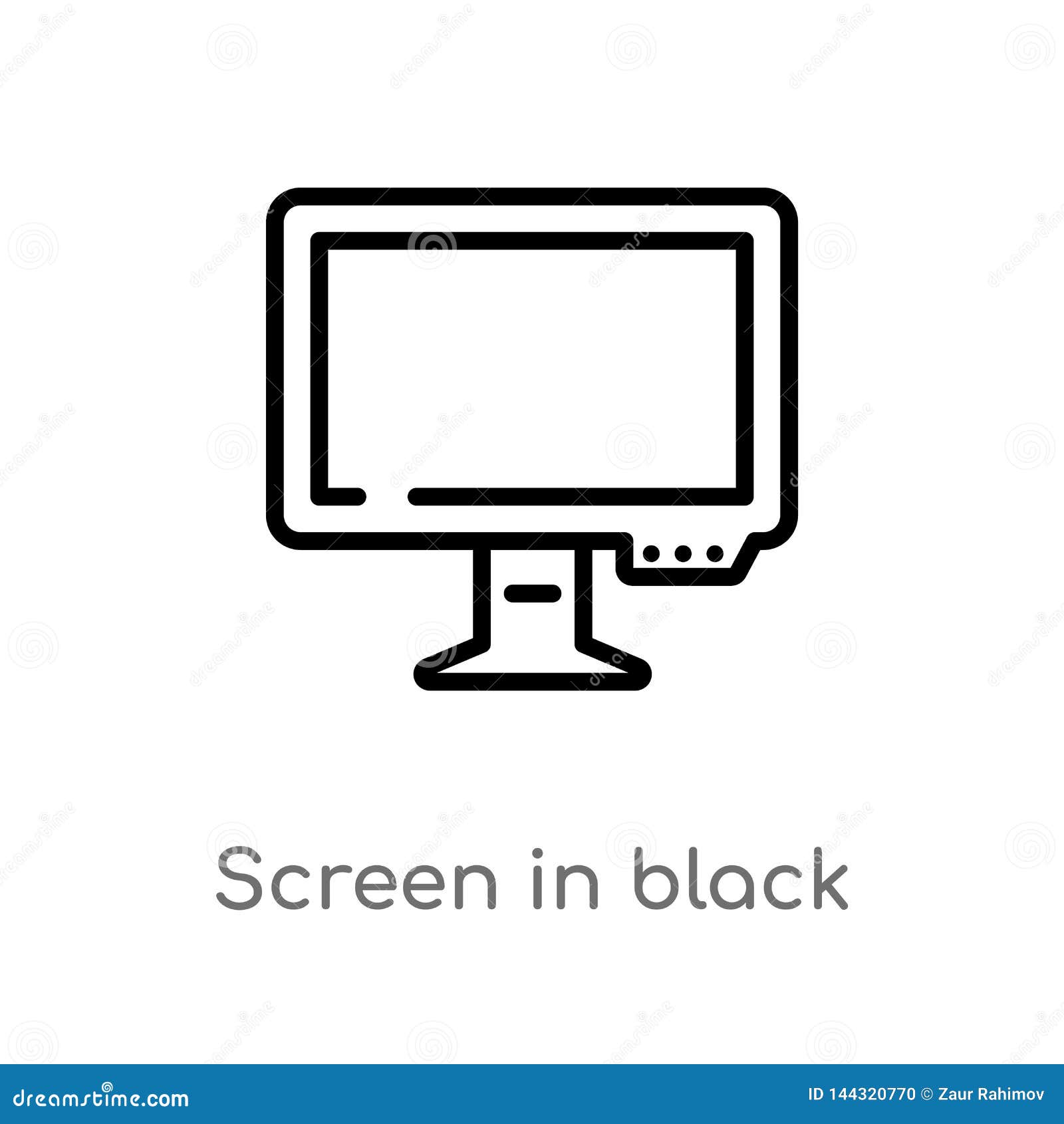 Outline Screen in Black Vector Icon. Isolated Black Simple Line Element ...