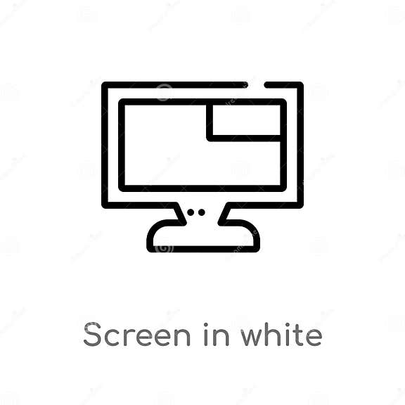 Outline Screen in White Vector Icon. Isolated Black Simple Line Element ...