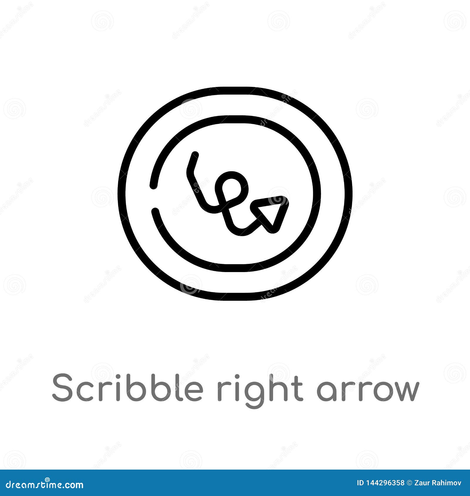 Outline Scribble Right Arrow Vector Icon. Isolated Black Simple Line ...
