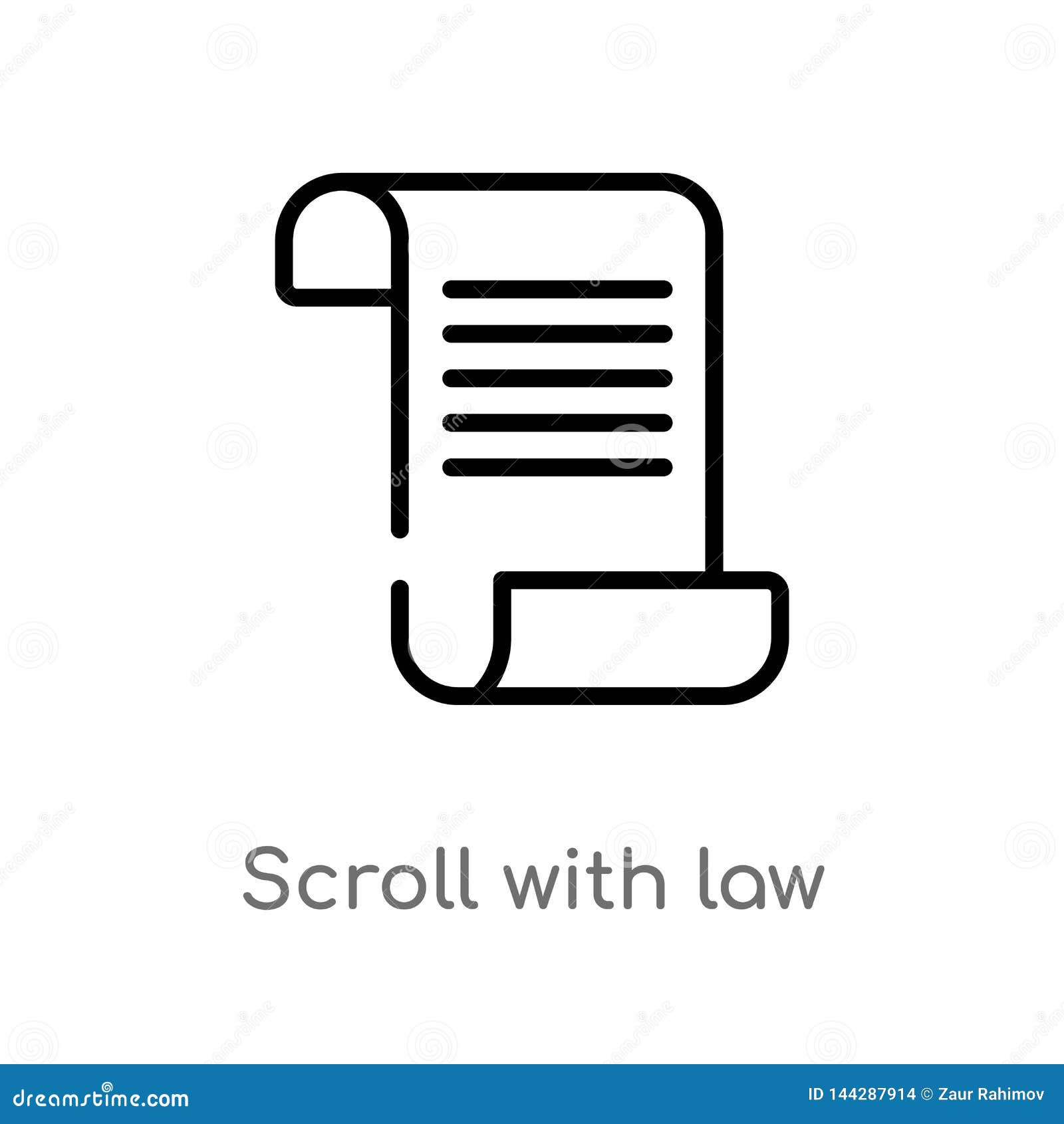 Outline Scroll with Law Vector Icon. Isolated Black Simple Line Element ...