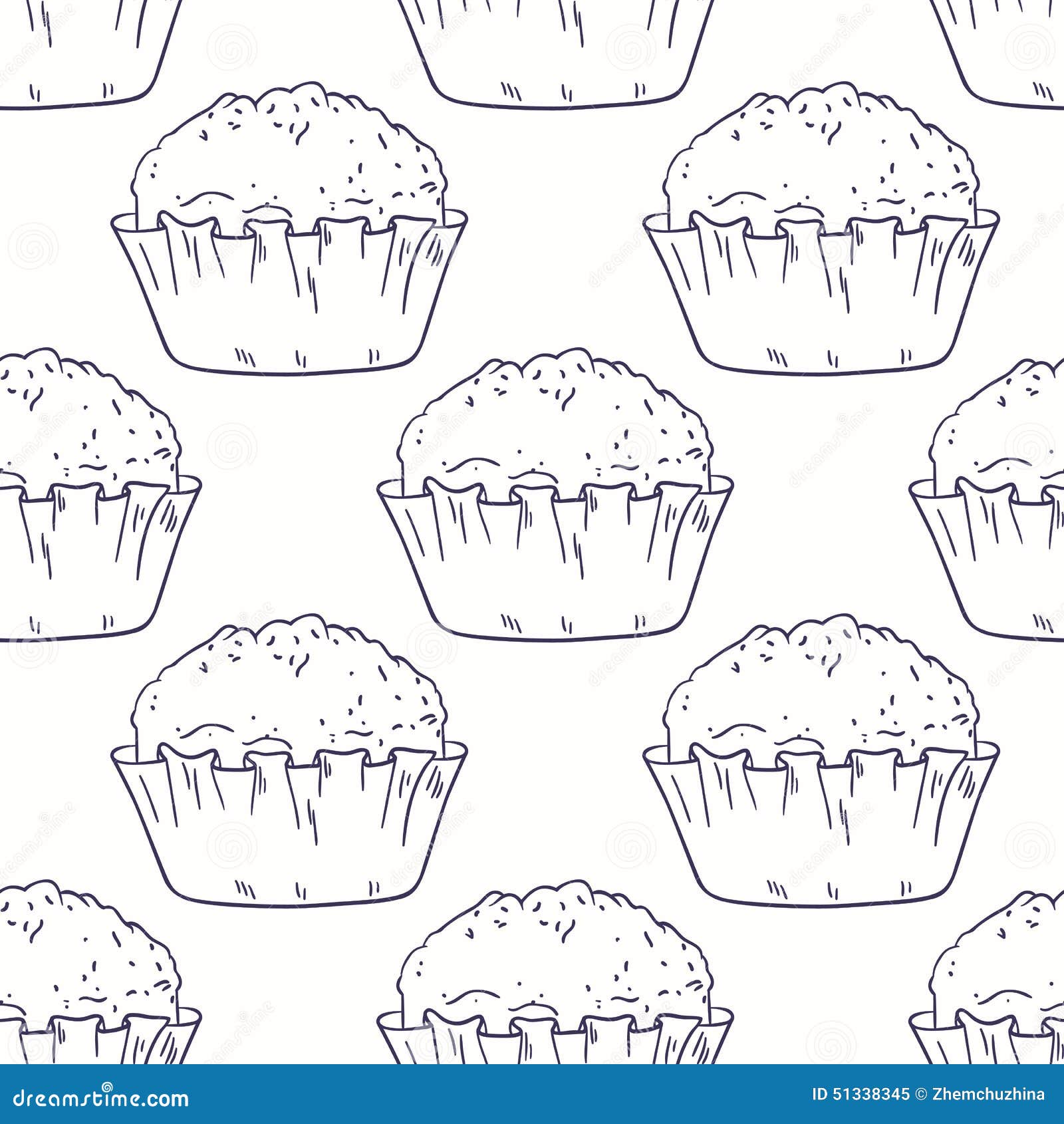 Outline Seamless Pattern with Muffins Stock Vector - Illustration of ...