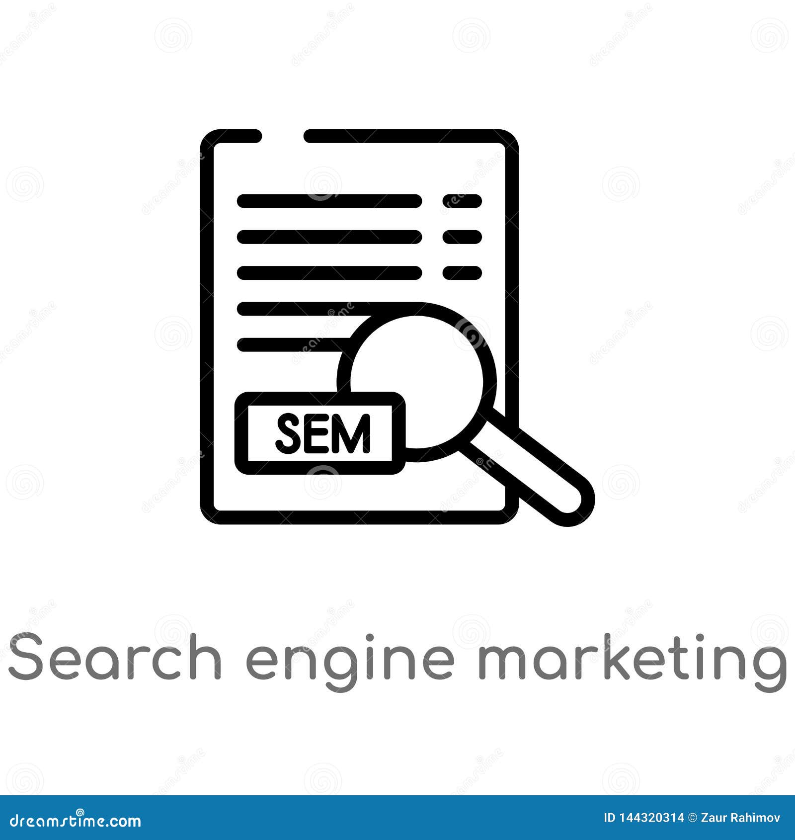 Outline Search Engine Marketing Vector Icon. Isolated Black Simple Line ...