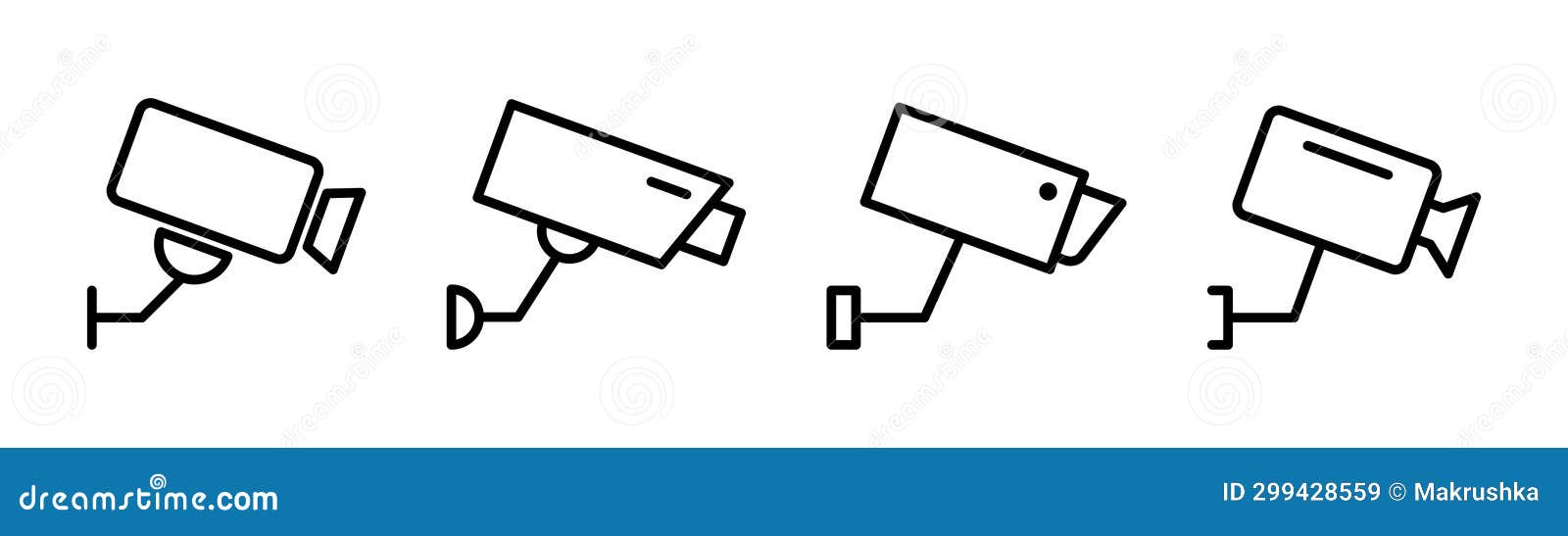 Outline Security Camera. CCTV Camera Icon Set. Security Camera in Line ...