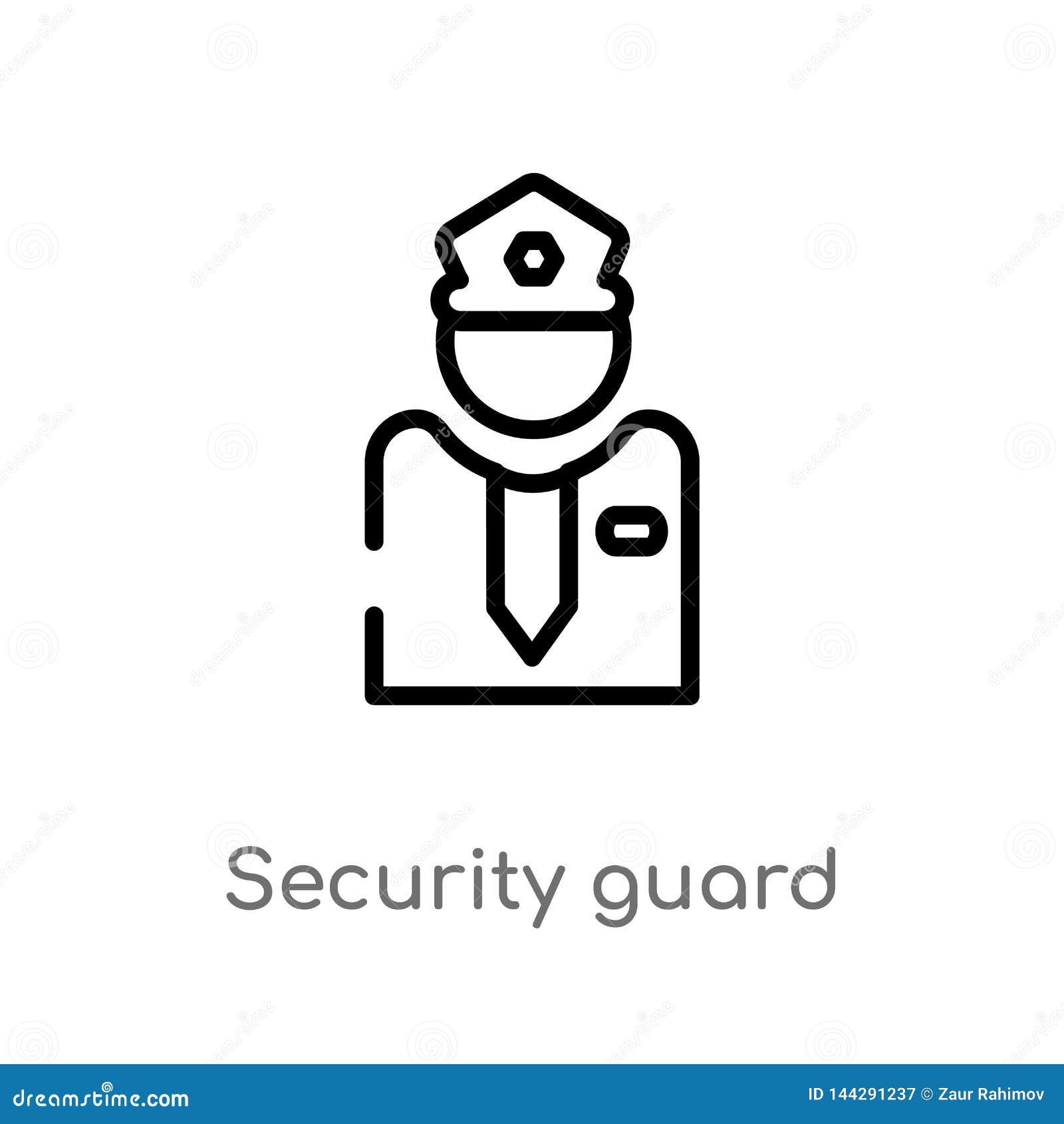 Outline Security Guard Vector Icon. Isolated Black Simple Line Element ...