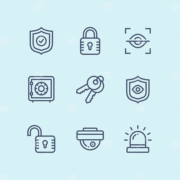 Outline Security and Protection Simple Vector Icons for Web and Mobile ...