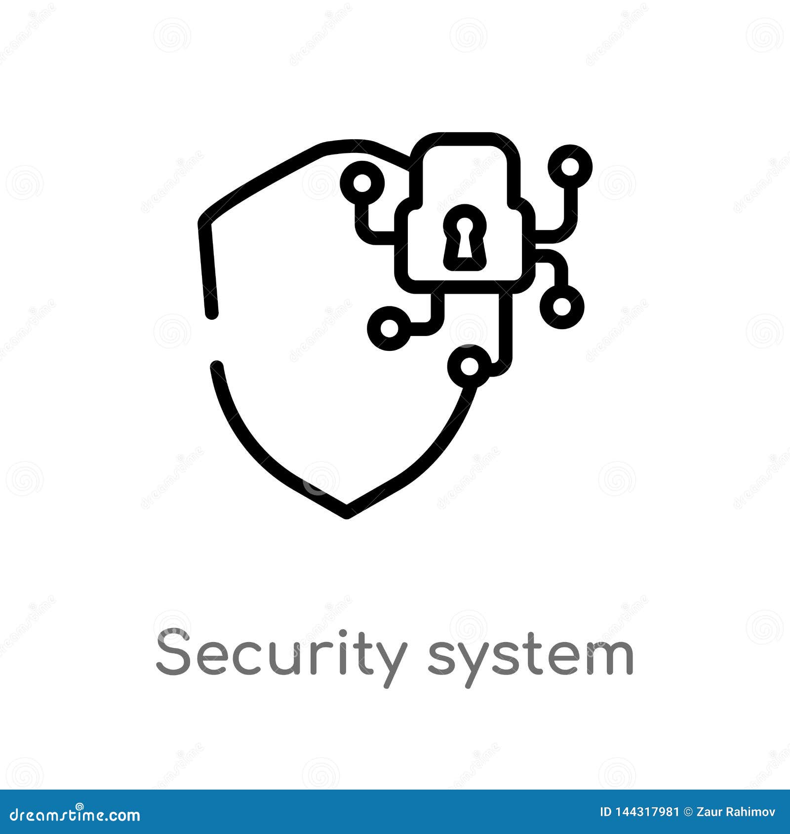 Outline Security System Vector Icon. Isolated Black Simple Line Element ...