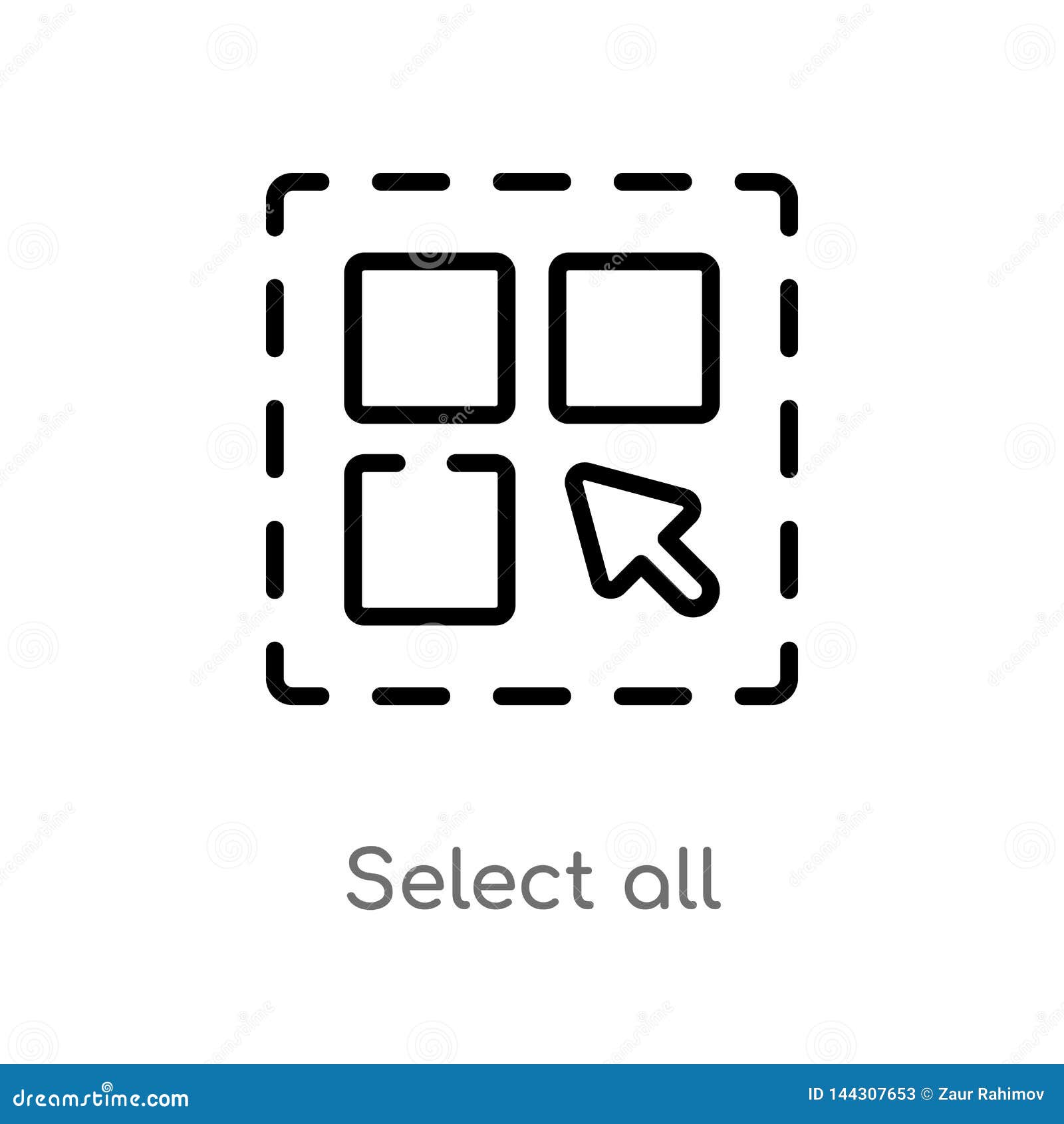 Outline Select All Vector Icon Isolated Black Simple Line Element