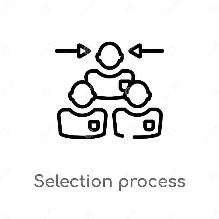 Outline Selection Process Vector Icon. Isolated Black Simple Line ...