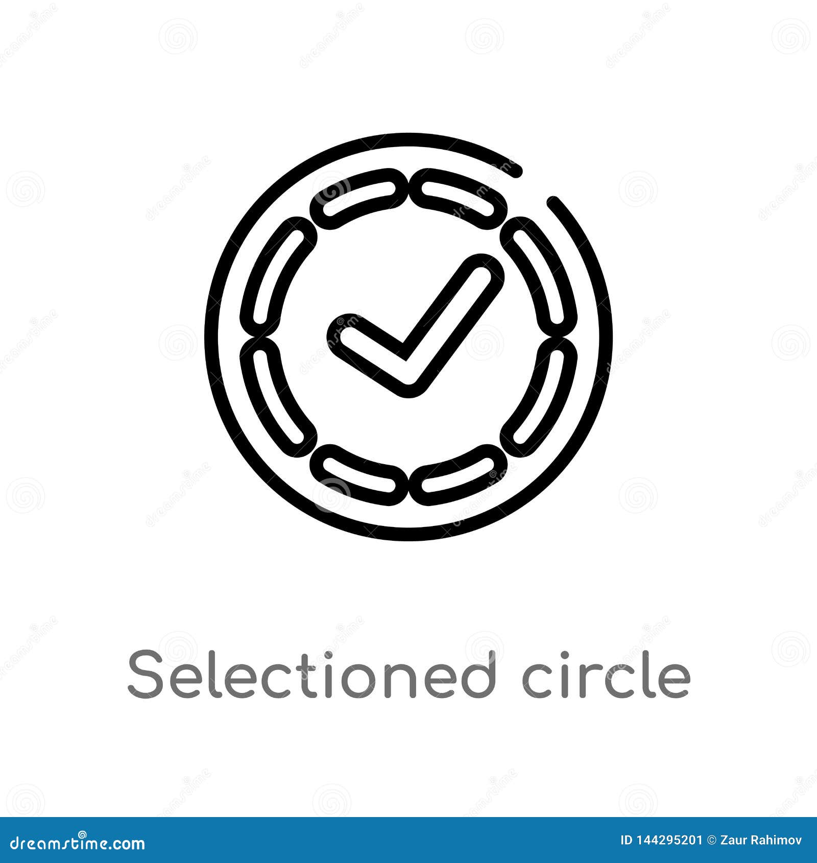 Outline Selectioned Circle Vector Icon. Isolated Black Simple Line ...