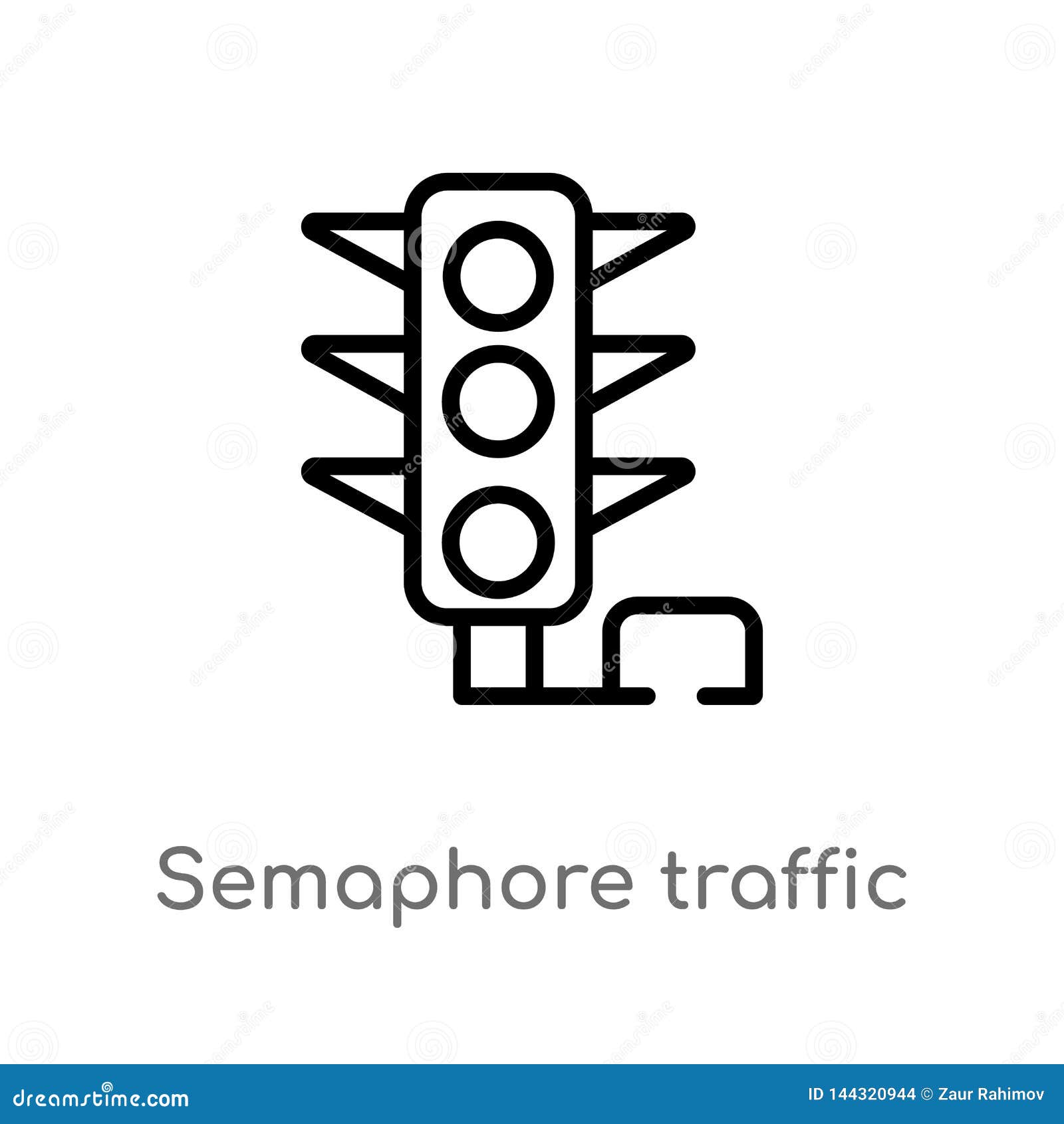 Outline Semaphore Traffic Lights Vector Icon. Isolated Black Simple ...