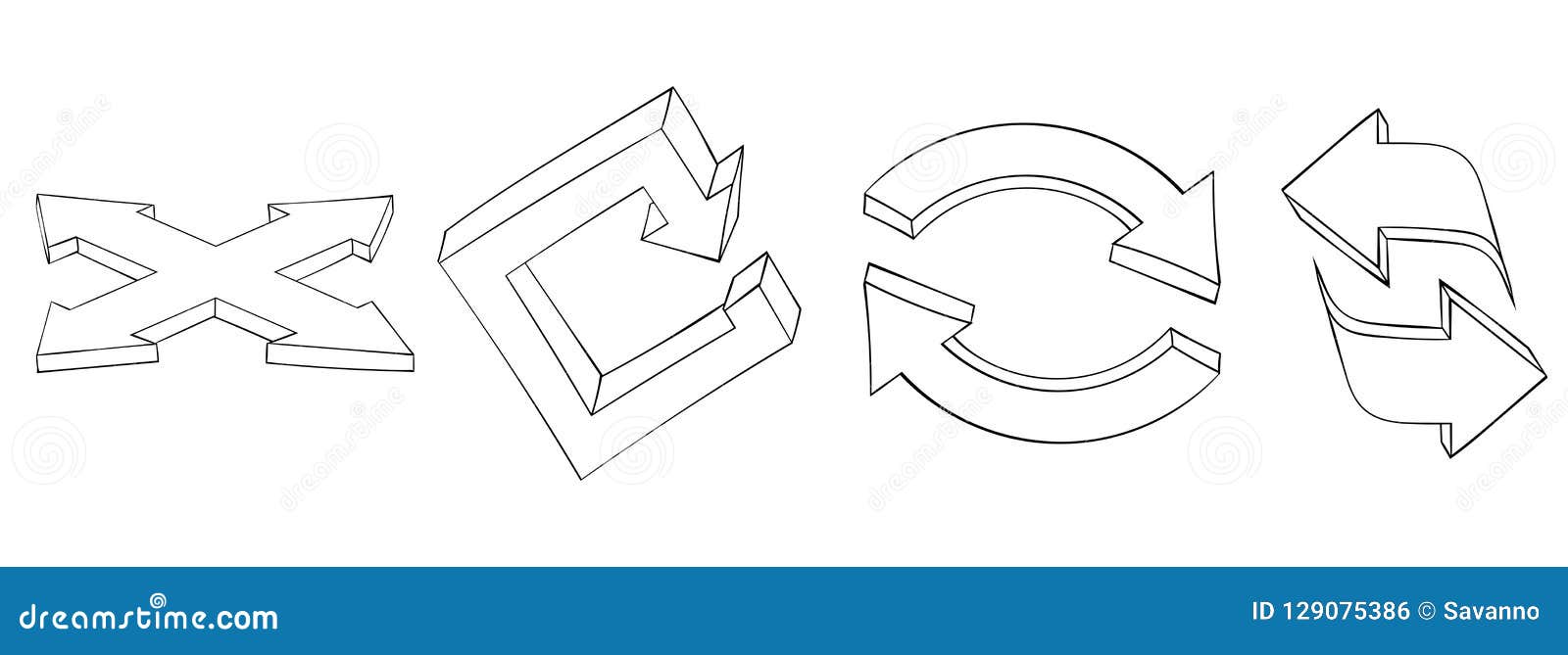 Outline set of arrows stock vector. Illustration of direction - 129075386