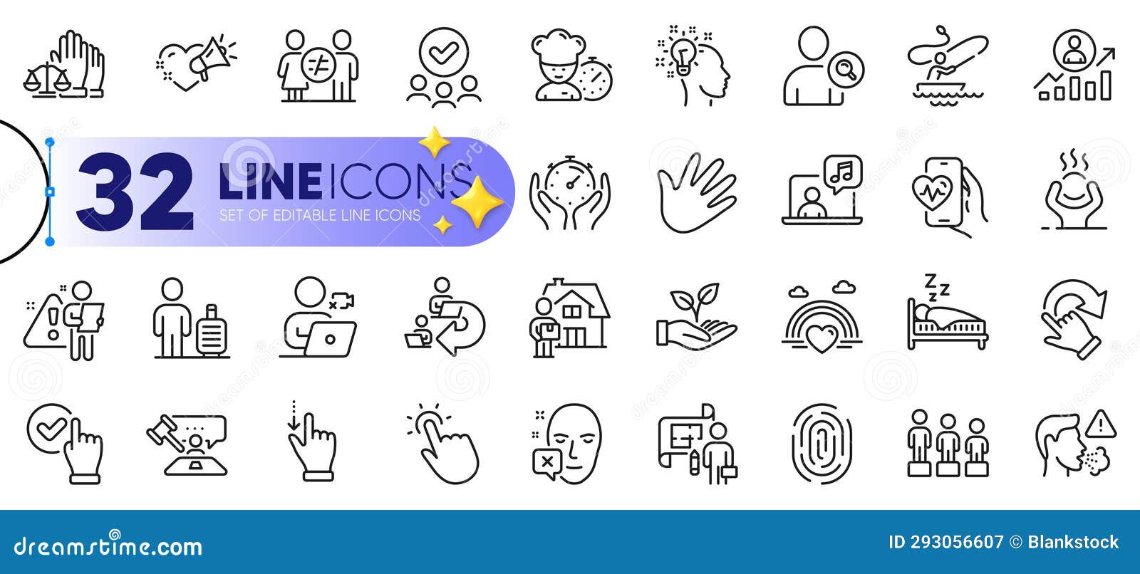 Outline Set of Difficult Stress, Timer and Sleep Line Icons. for Web ...