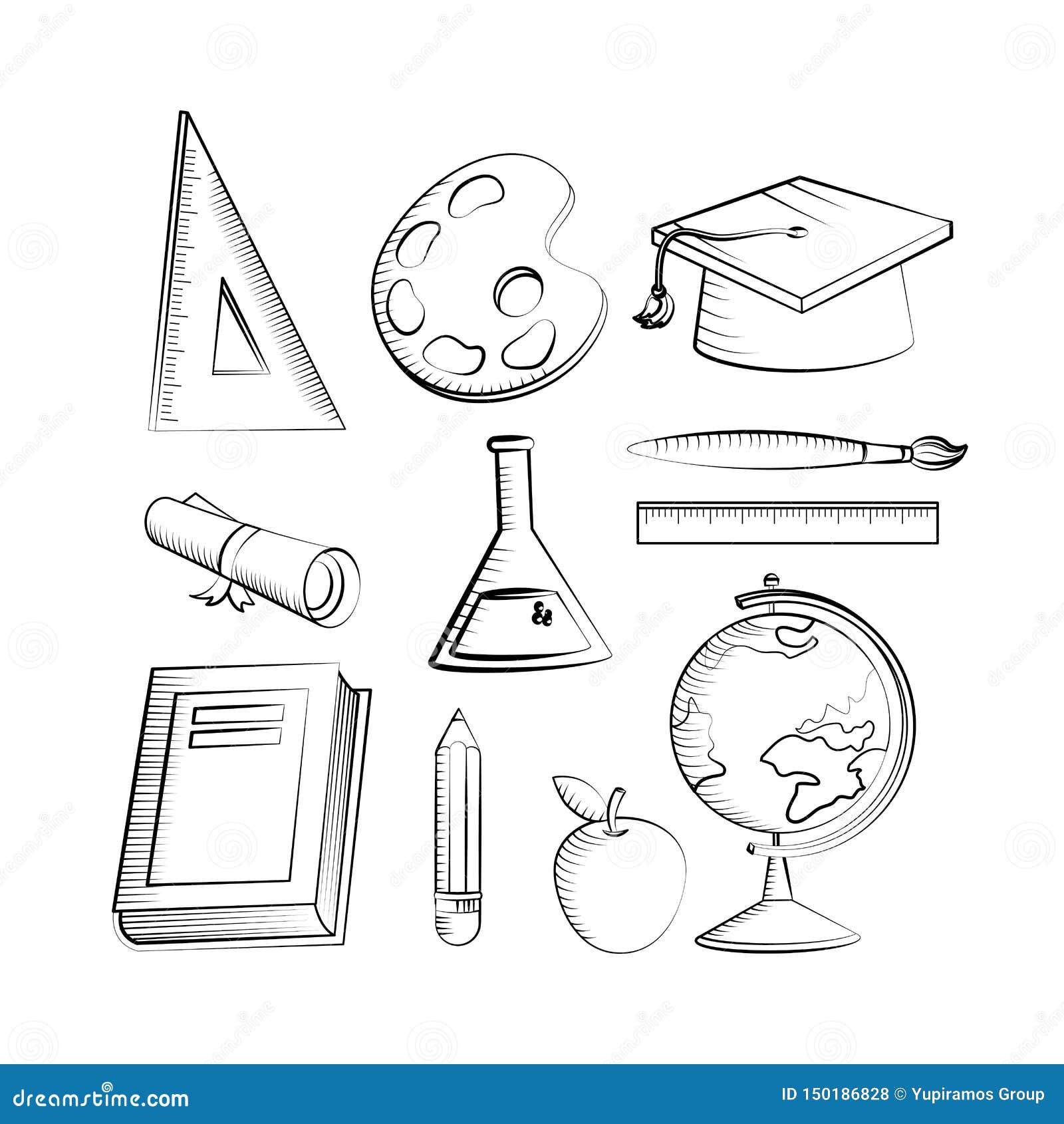Outline Set of Education Creative Elementary Stock Vector ...
